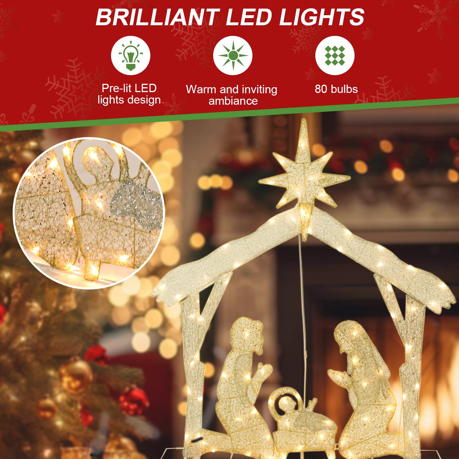 Snapklik.com : Vipush Lighted Outdoor Christmas Holy Family Decoration ...
