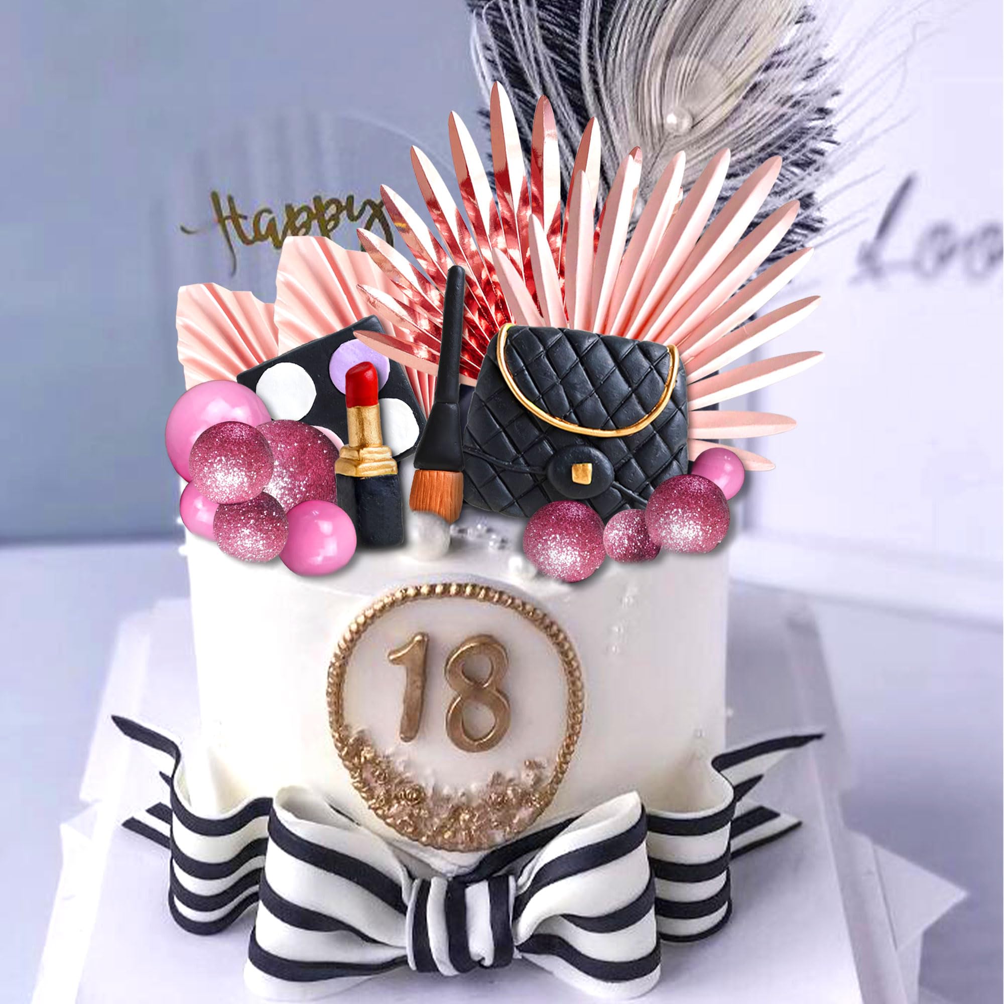 Amazon.com: JeVenis Luxury Makeup Cake Toppers Glamour Party ...