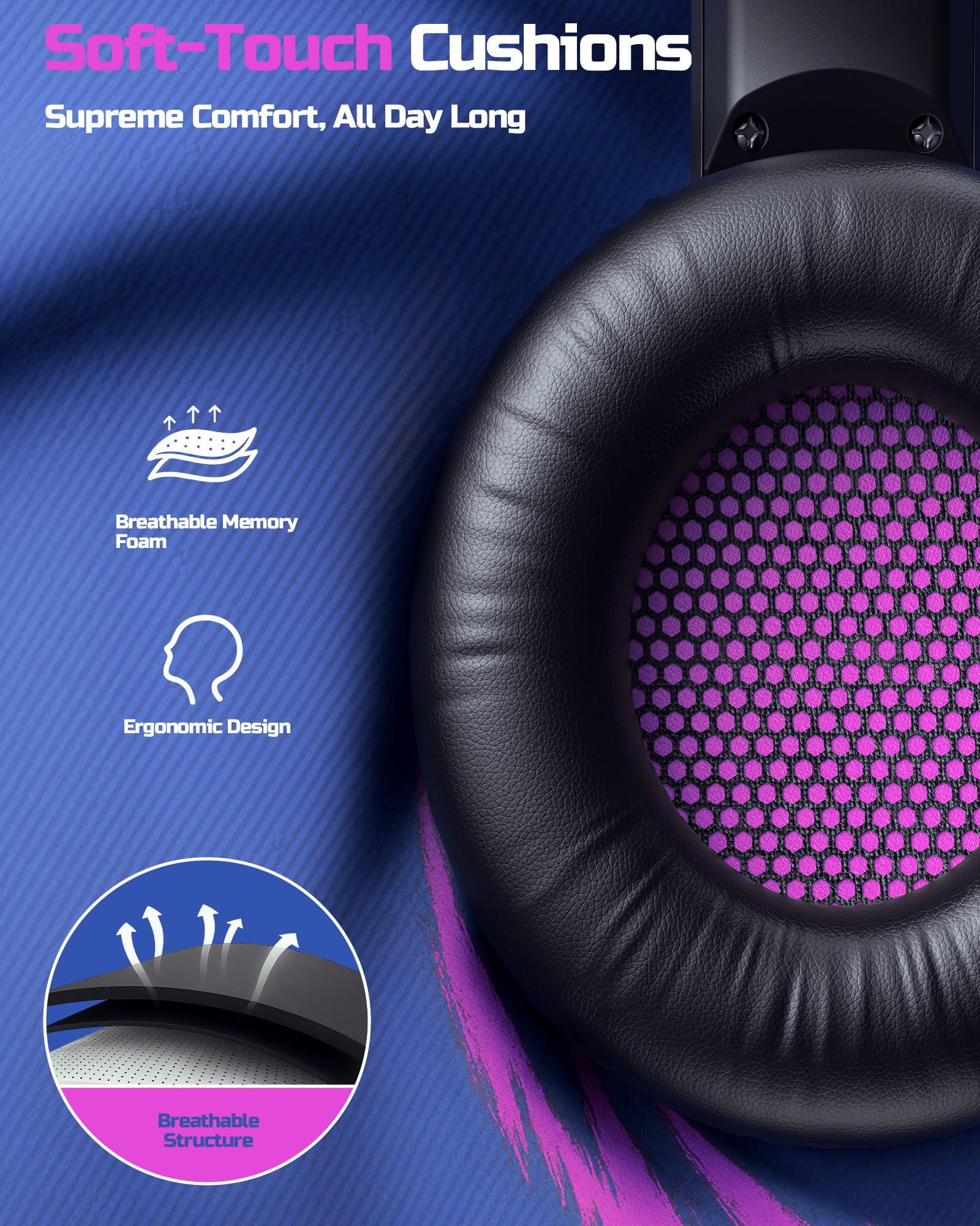 Snapklik.com : BINNUNE Wireless Gaming Headset 2.4GHz Low-Latency USB ...
