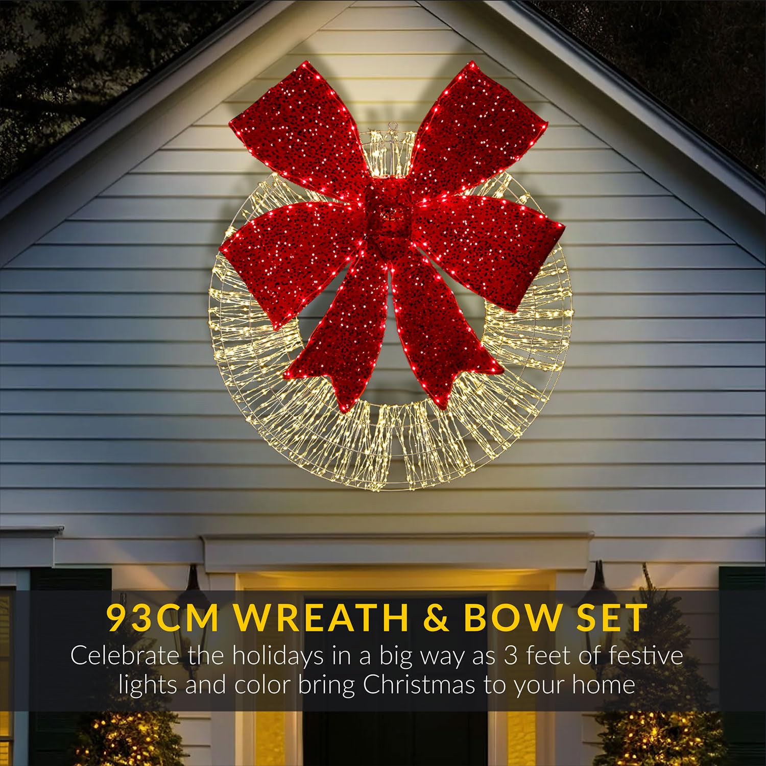 Red Lighted Outdoor Wreath