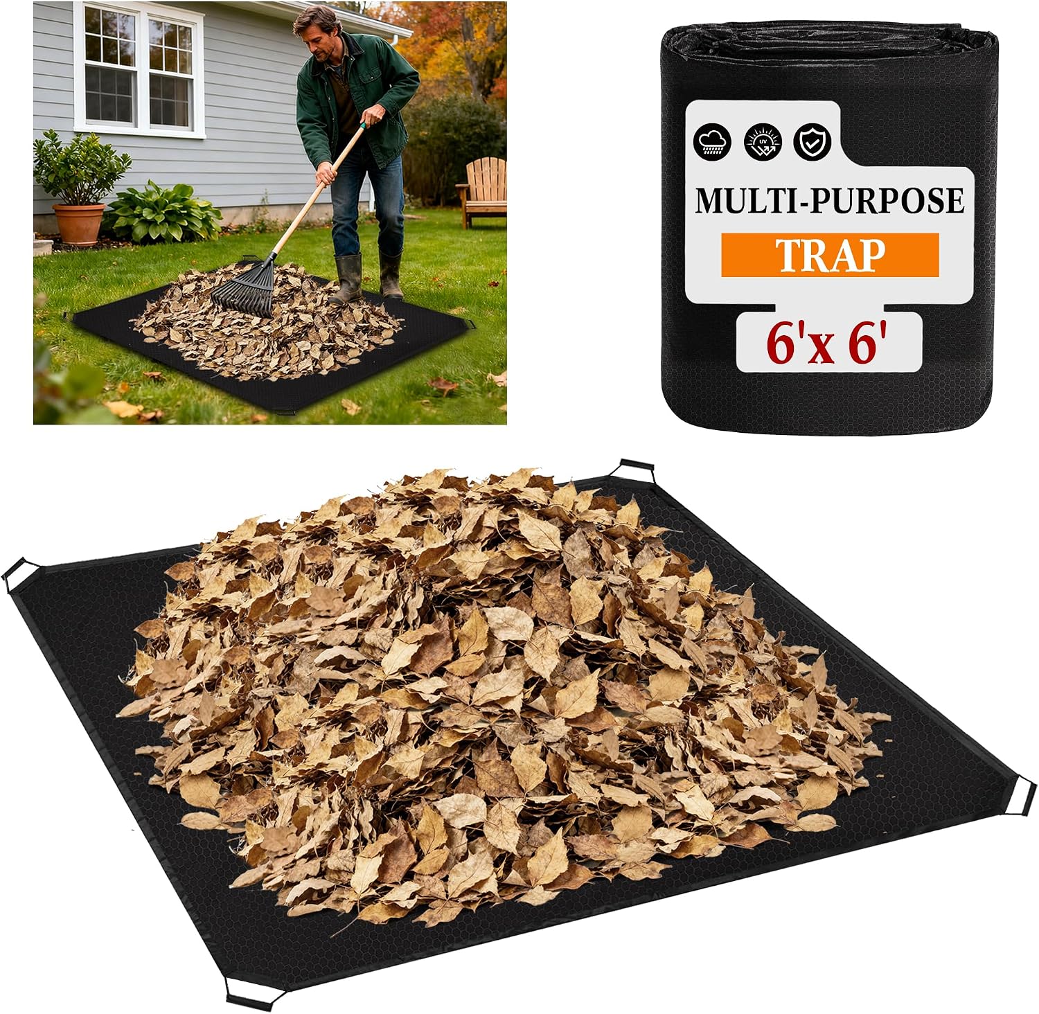 Amazon.com: Yard Waste Tarp, Heavy Duty Garden Leaf Tarp, Reusable Lawn ...