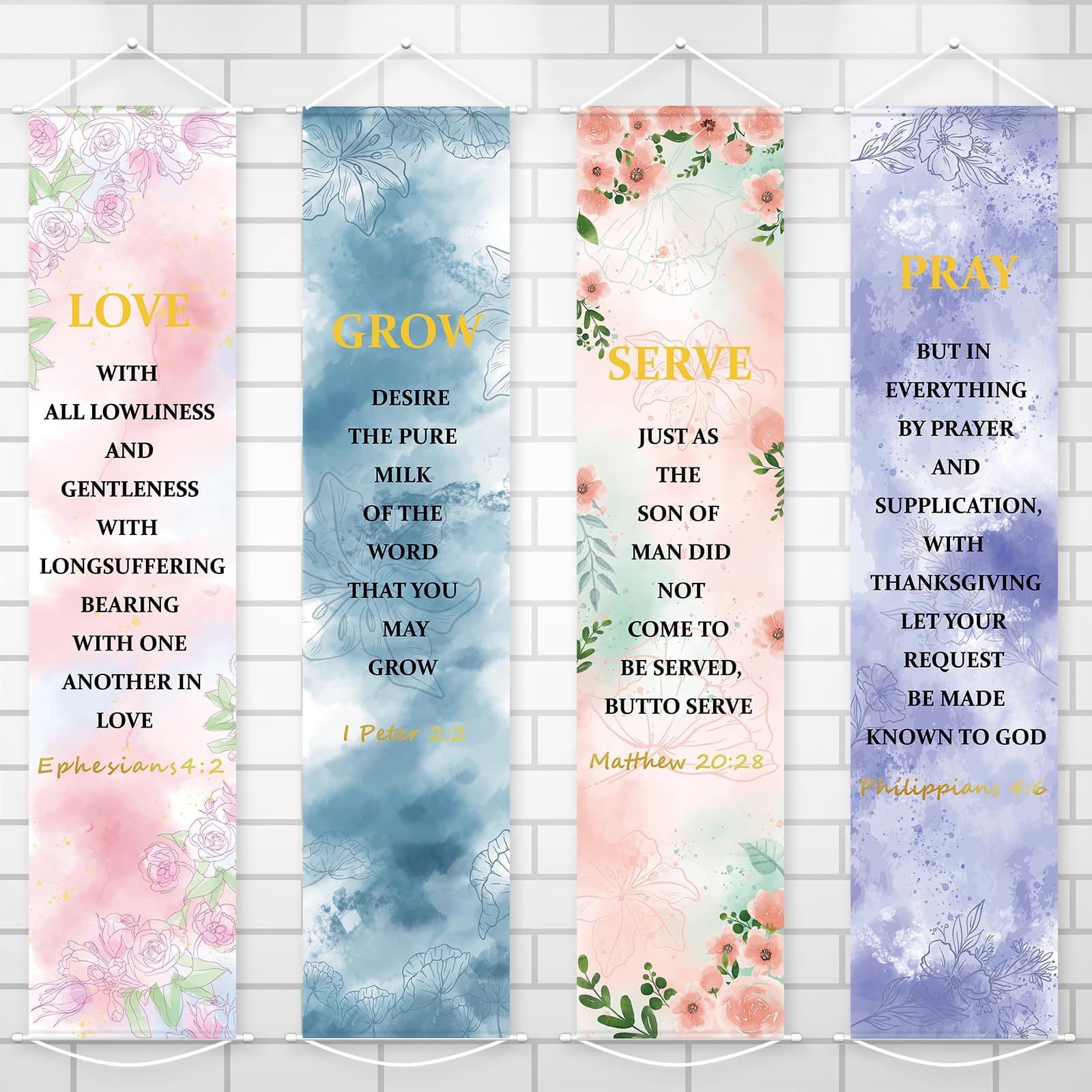 Amazon.com: 4Pcs Church Banners with Scripture For Sanctuary Christmas ...