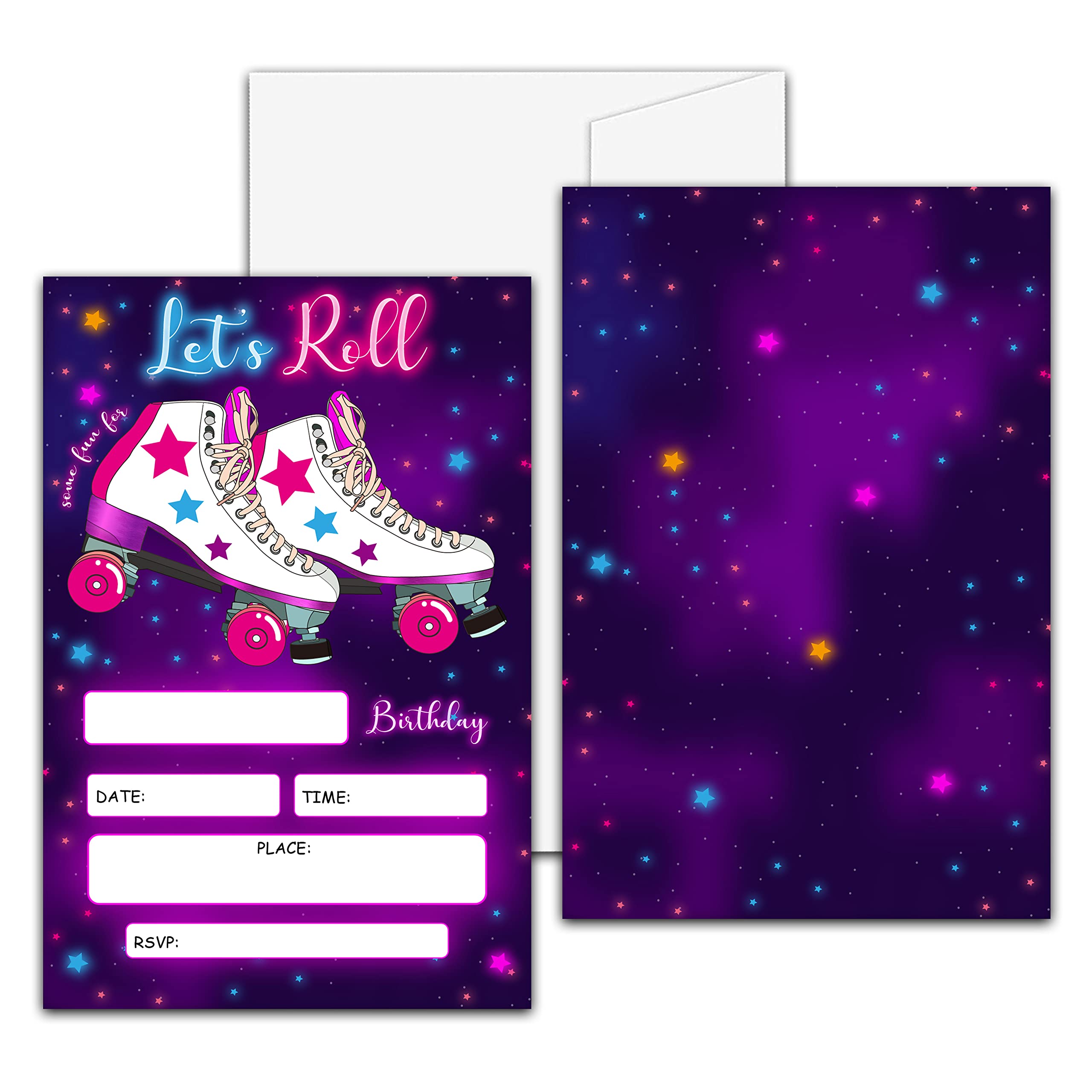 Amazon.com : Let's Roll Birthday Party Invitation,Roller Skate, Skating ...
