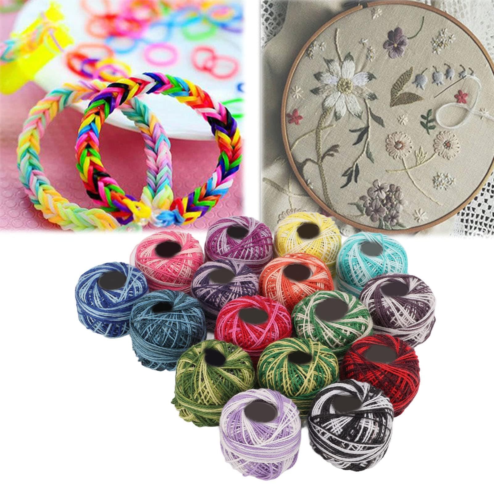 Snapklik.com : 16 Rolls Crochet Thread, Rainbow Colors Crochet Thread ...