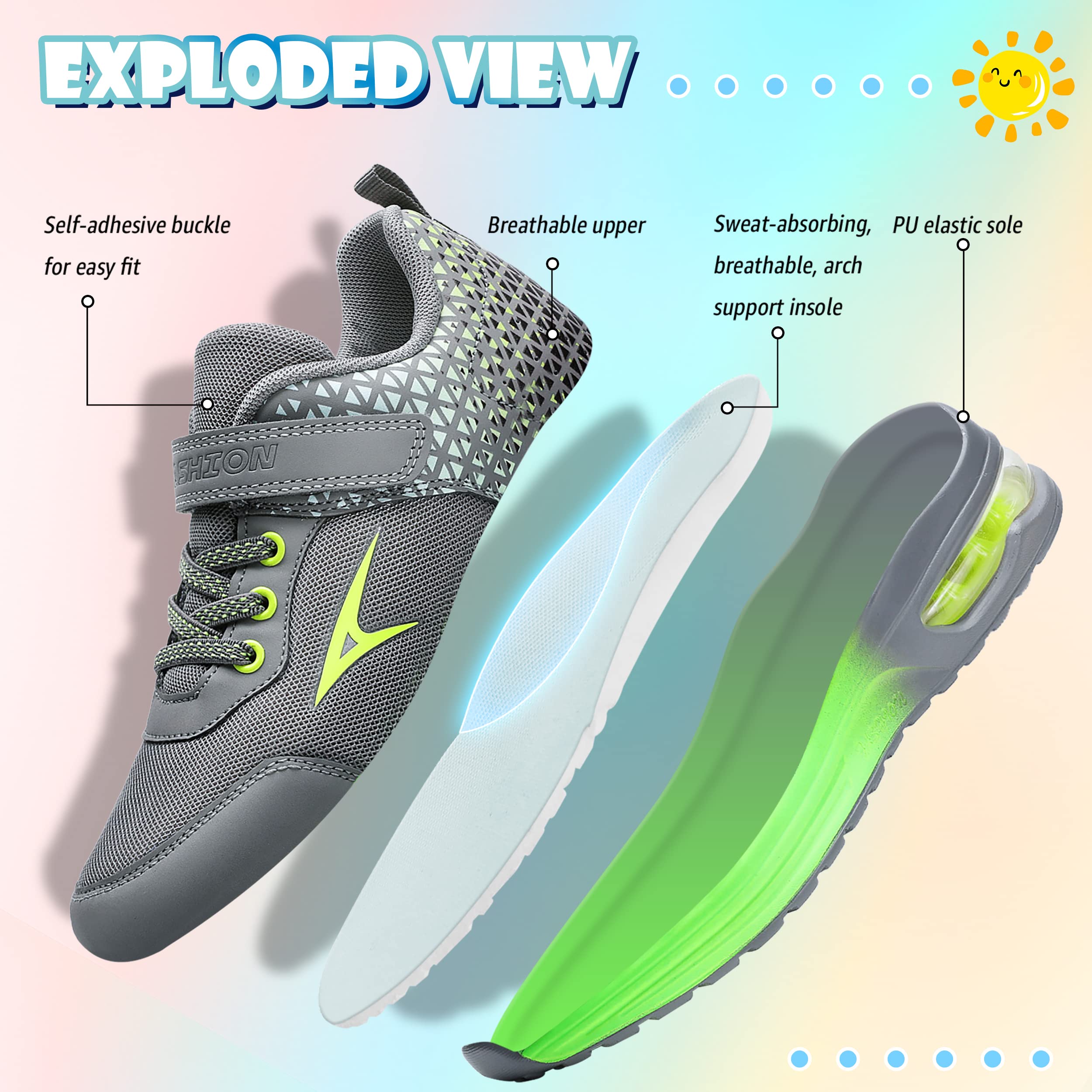ASHION Kids Sneakers for Boys Girls Cross Trainer Shoes Lightweight ...