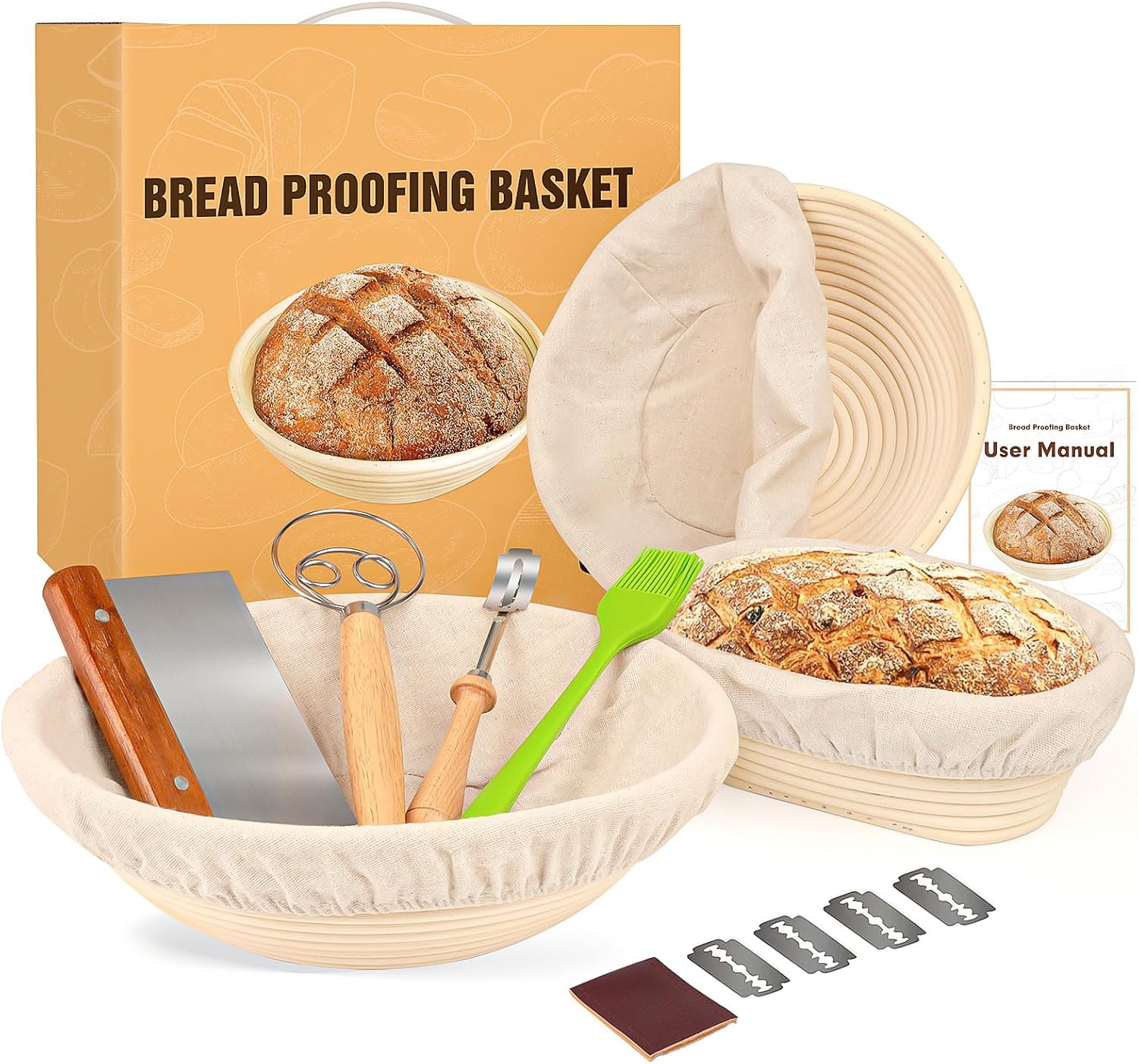 Amazon.com: [3 Pack] Banneton Bread Proofing Basket, Sourdough Bread ...