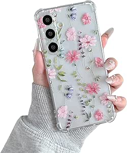 Amazon.com: DEFBSC Soft Case Compatible with Samsung Galaxy S23 FE, Clear Floral Flower Pattern ...