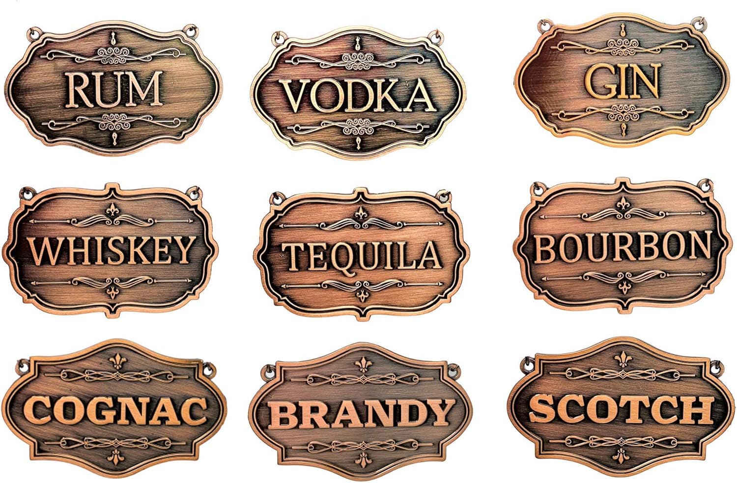 Amazon.com | Liquor Decanter Tags, Set of 9 (Antique Copper): Liquor ...