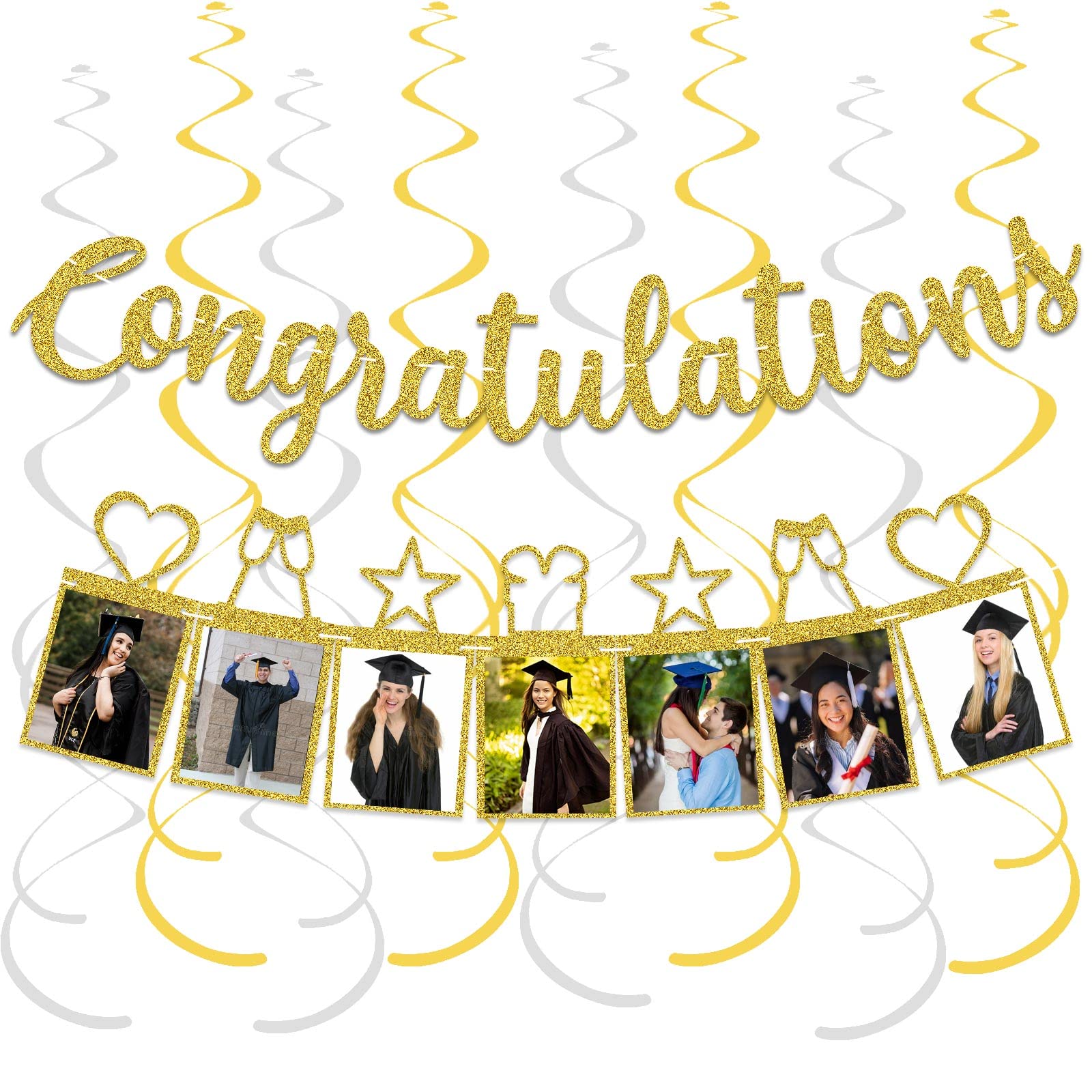 Amazon.com: Congratulations Banner and Hanging Swirls for Graduation ...