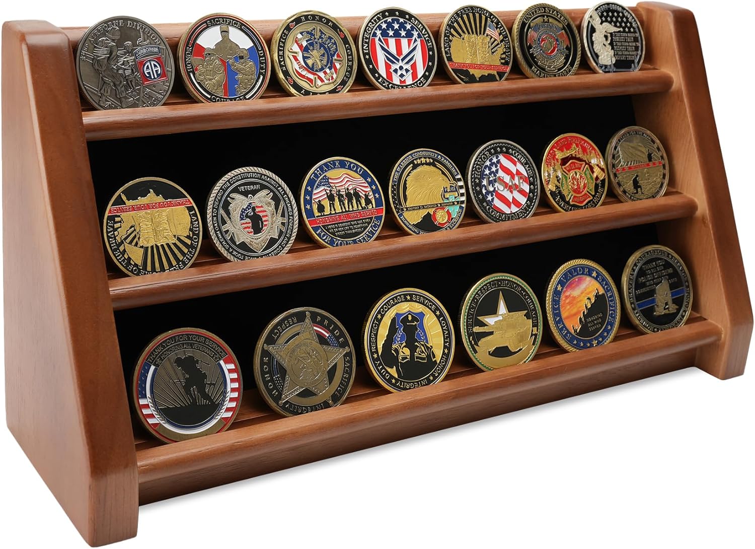 Amazon.com: DecoWoodo Challenge Coin Display Case, 3 Rows Solid Wood ...