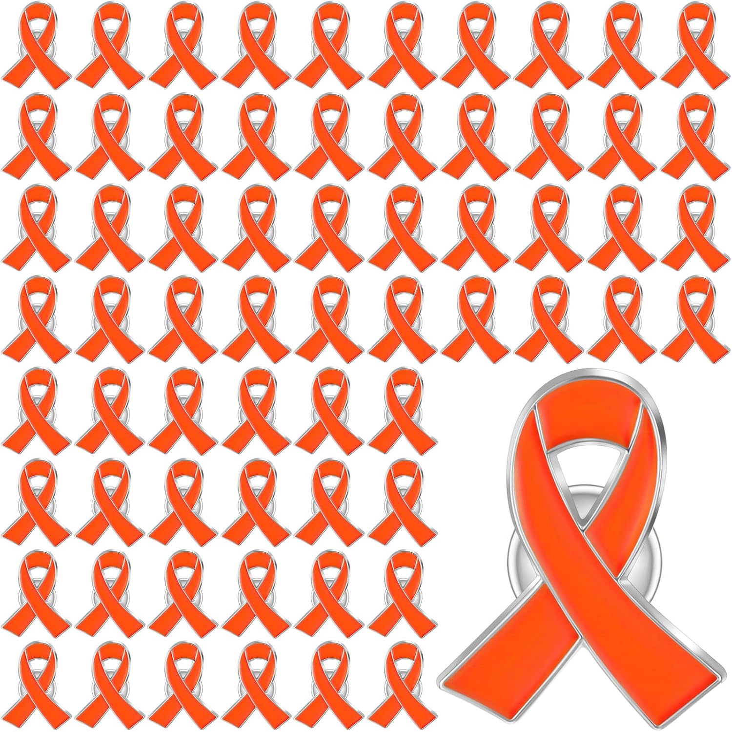 Amazon.com: Sureio 100 Pieces Orange Awareness Ribbon Pin Jewelry ...