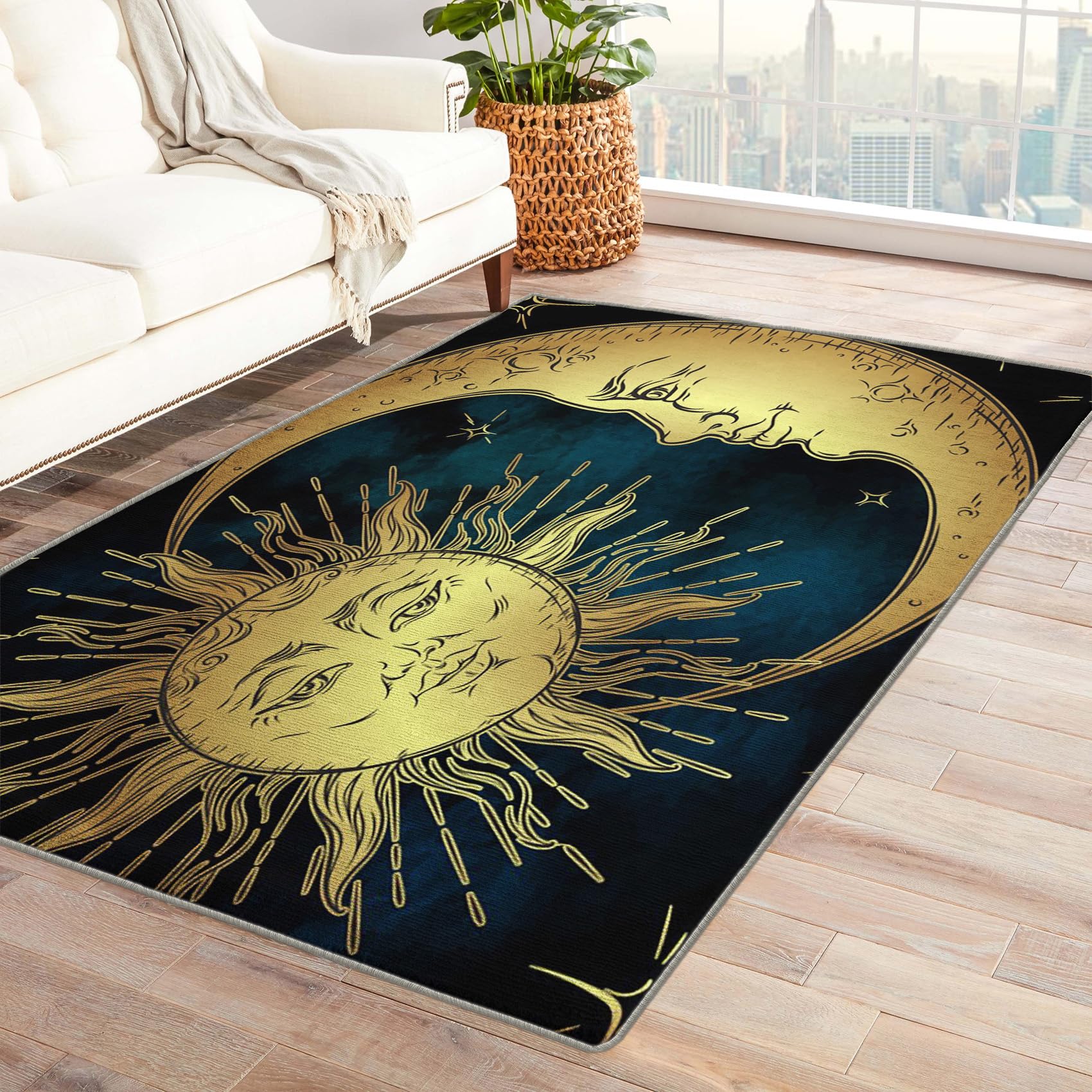 Amazon.com: ZDABAOEC Sun and Moon Rug, 3x5 Rug, Celestial Area Rugs for ...