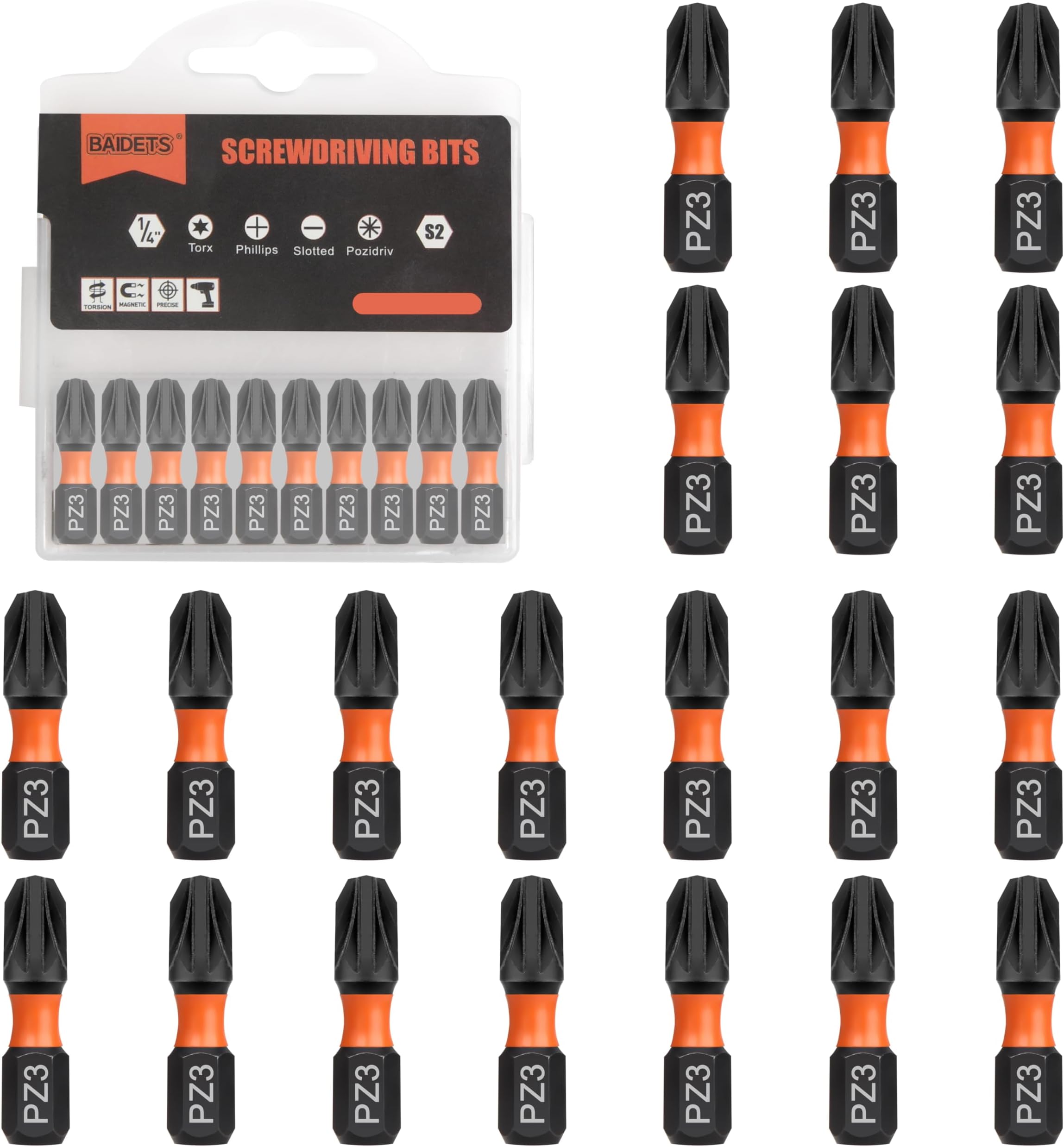 Amazon.com: BAIDETS Pro PZ3 Bit Assortment - Screwdriver Bits Set 20Pcs ...