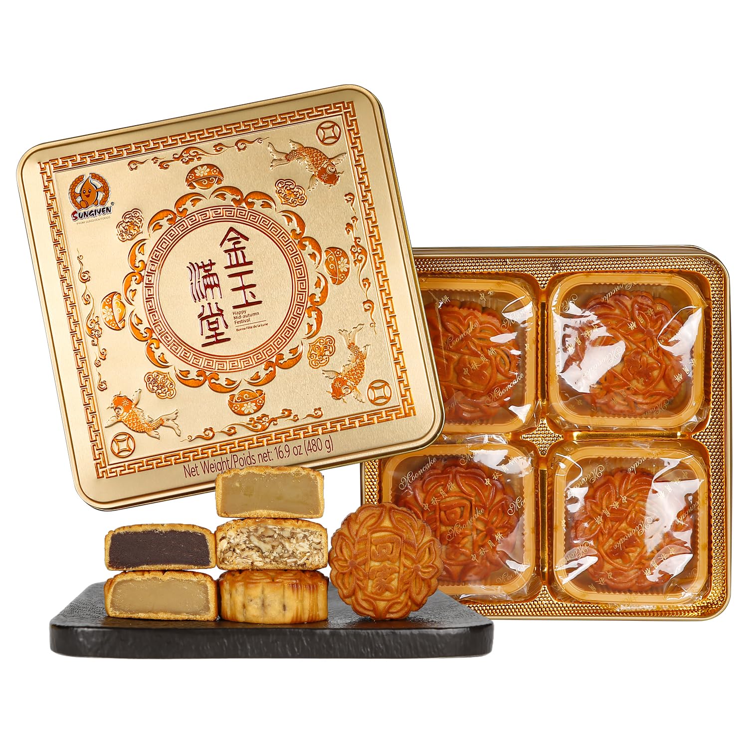 Snapklik.com : Classics Cantonese Mooncakes, 4 Pcs, Chestnut, White ...