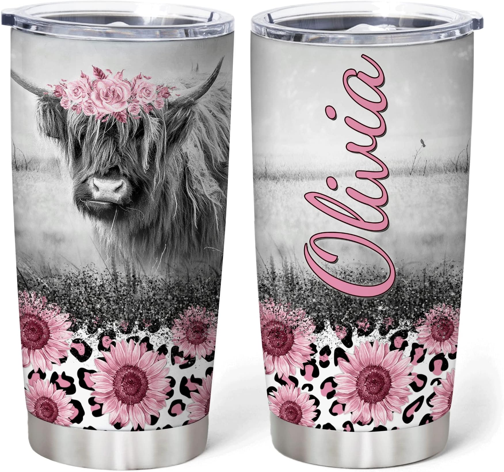 Amazon.com: Cow Gifts- Cow Print Tumbler- Cute Stainless Steel ...