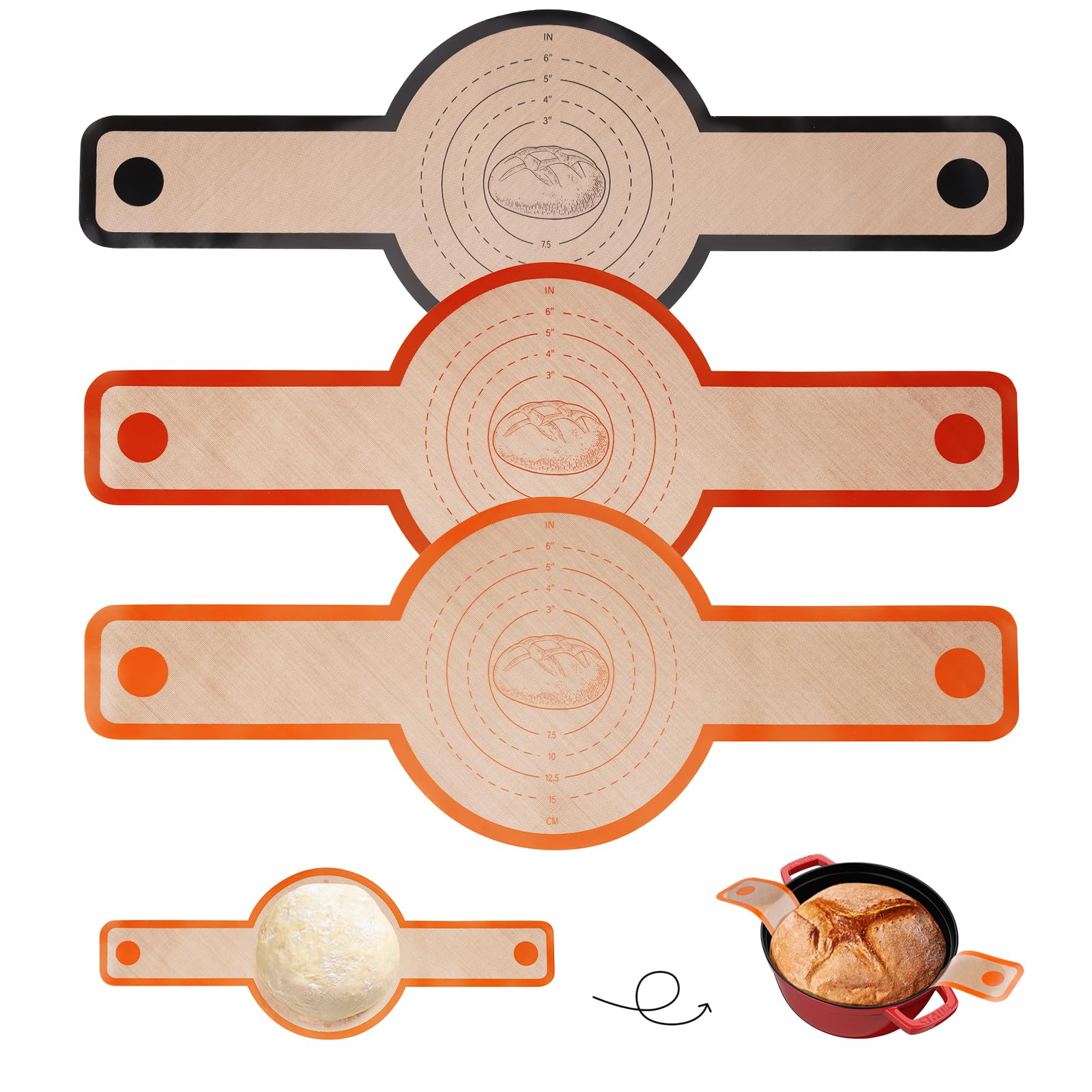 Snapklik.com : Dizywiee Silicone Bread Sling For Dutch Oven, 3-Pack Non ...