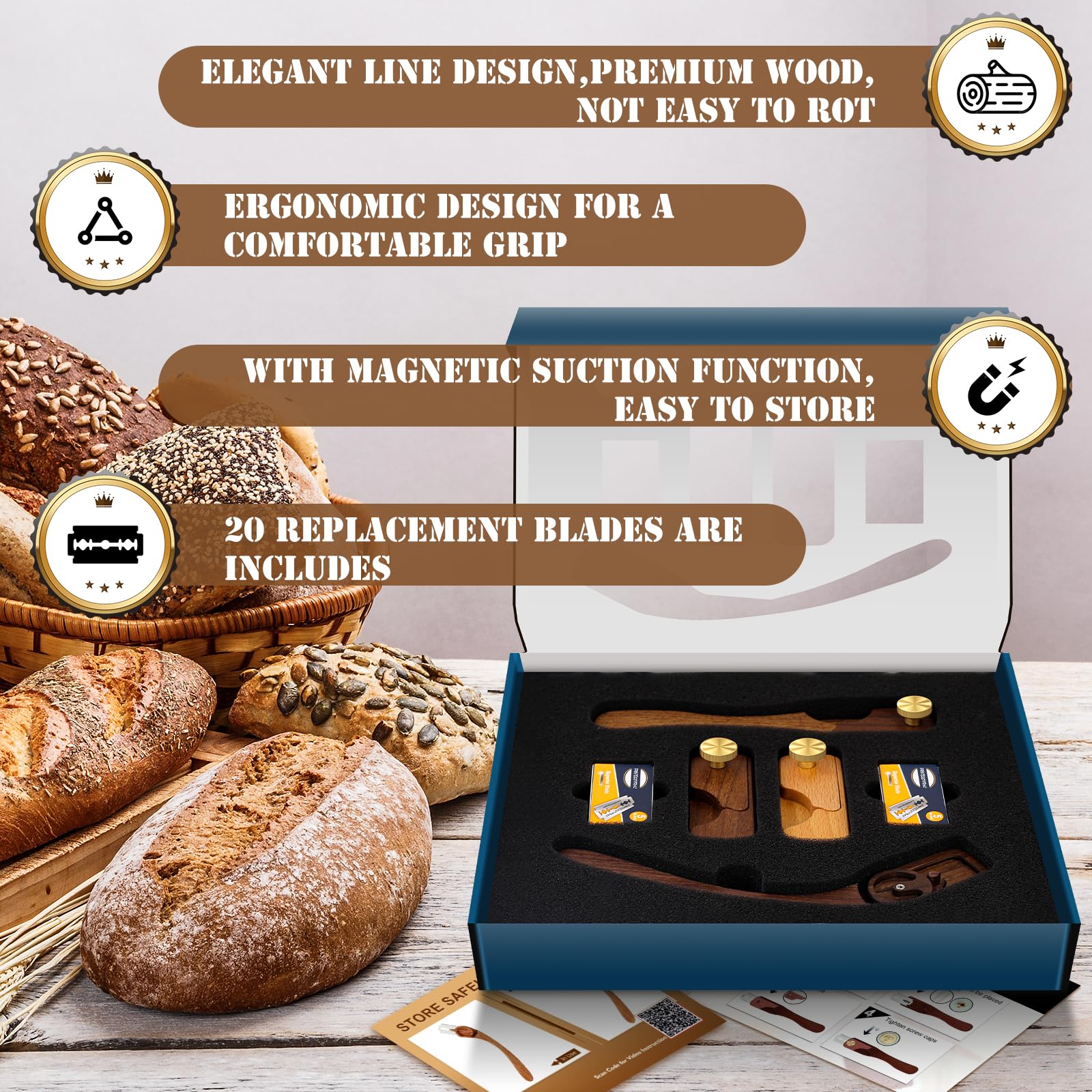 Snapklik.com : HHZPAEK Magnetic Bread Lame Dough Scoring Tool Set,4 ...