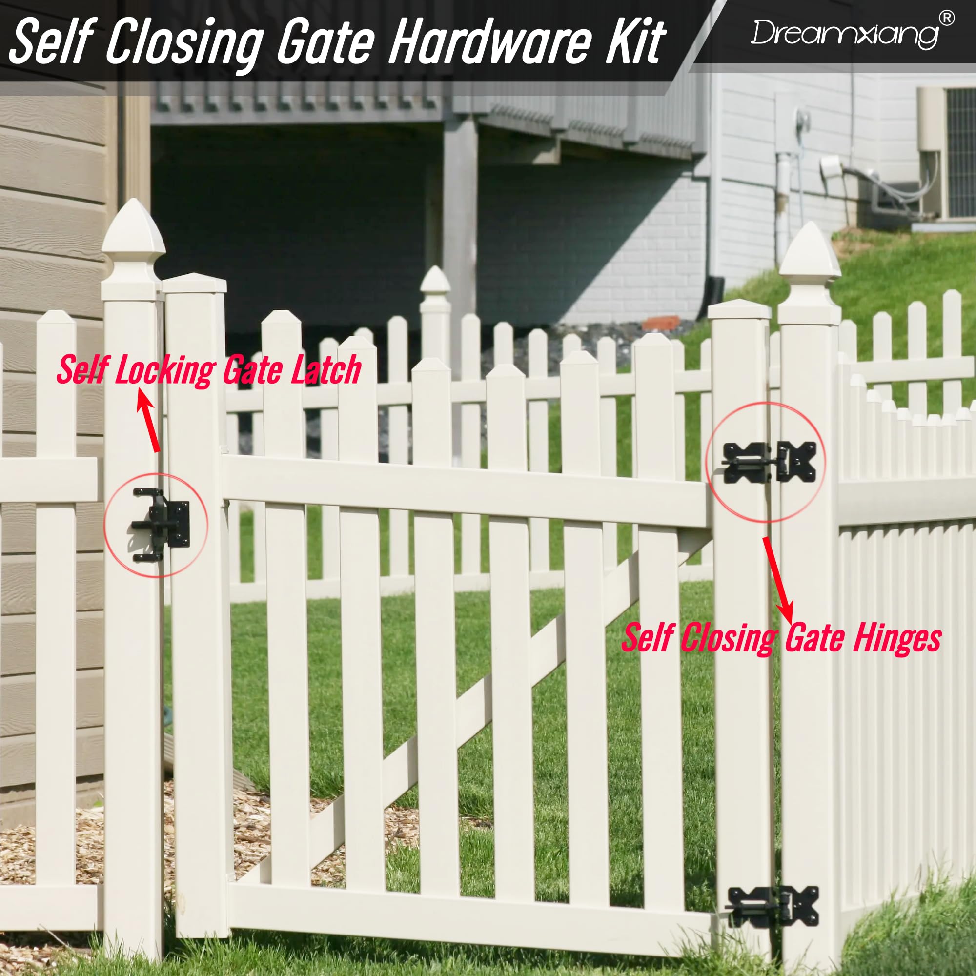 Snapklik.com : Dreamxiang Heavy Duty Self Closing Gate Hinge And Self ...