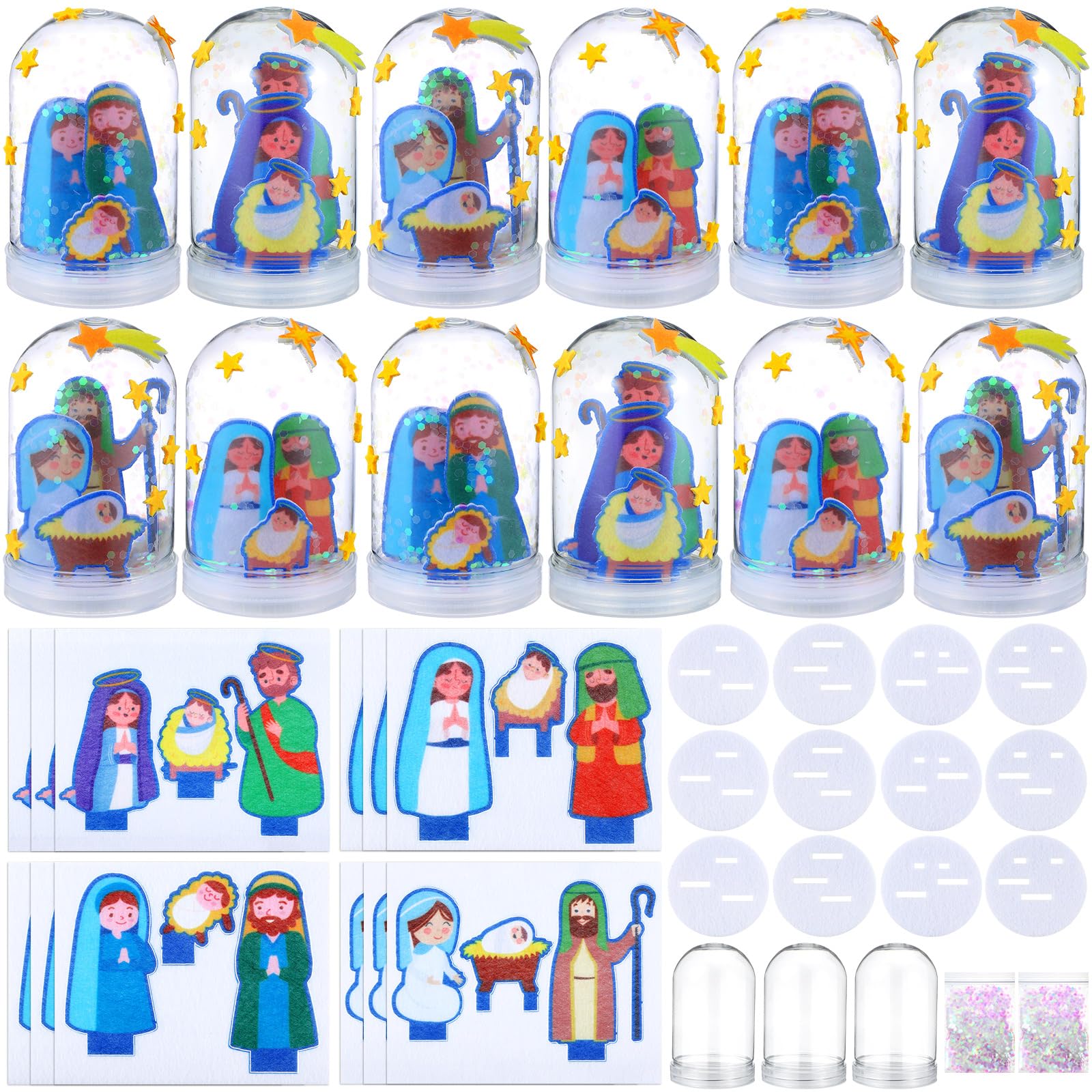 Amazon.com: Shappy 12 Sets Christmas Nativity Snow Globe Craft Kits ...
