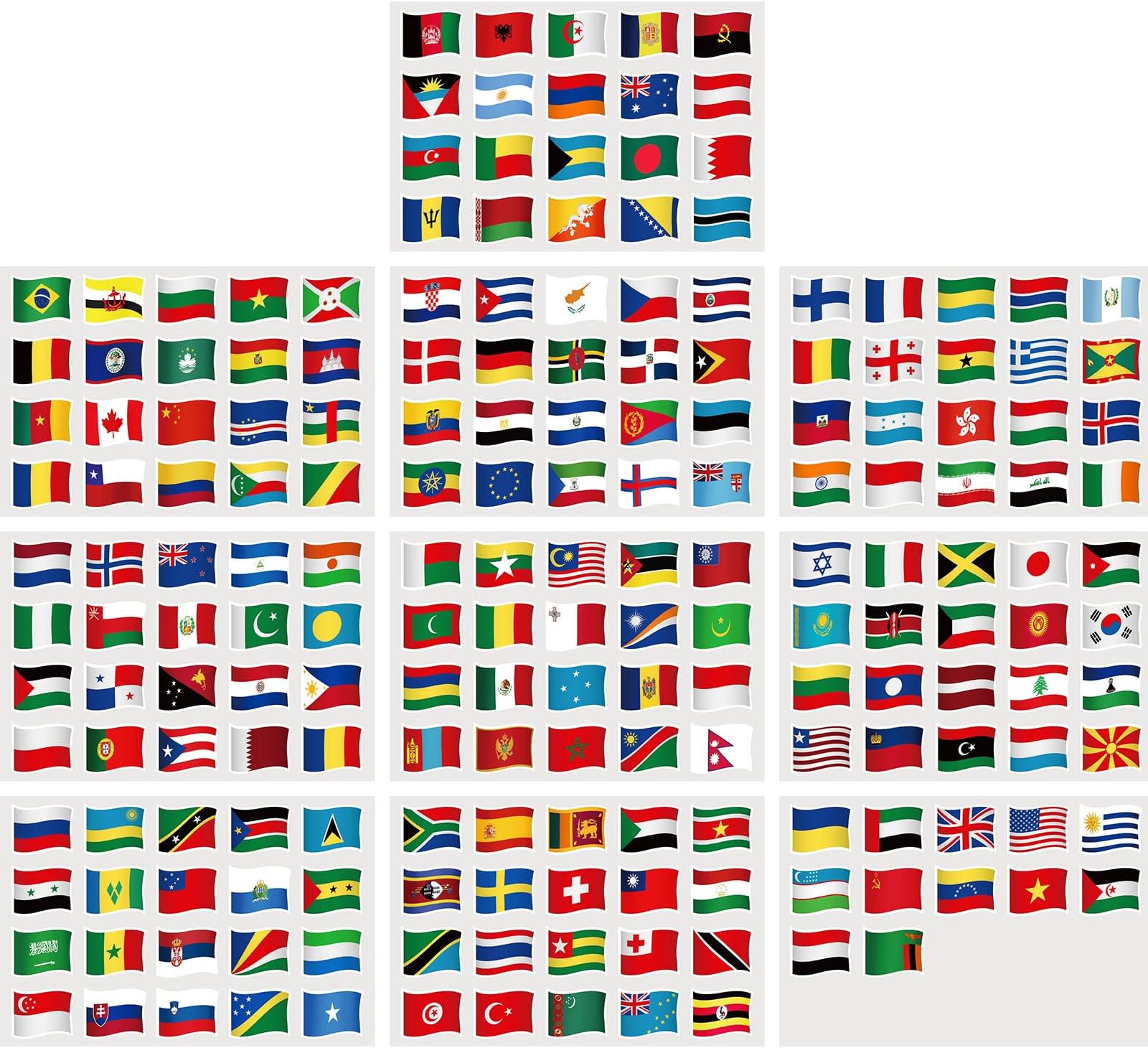 Amazon.com: Hooqict 960 Pieces World Flag Stickers 192 Country Flags of ...