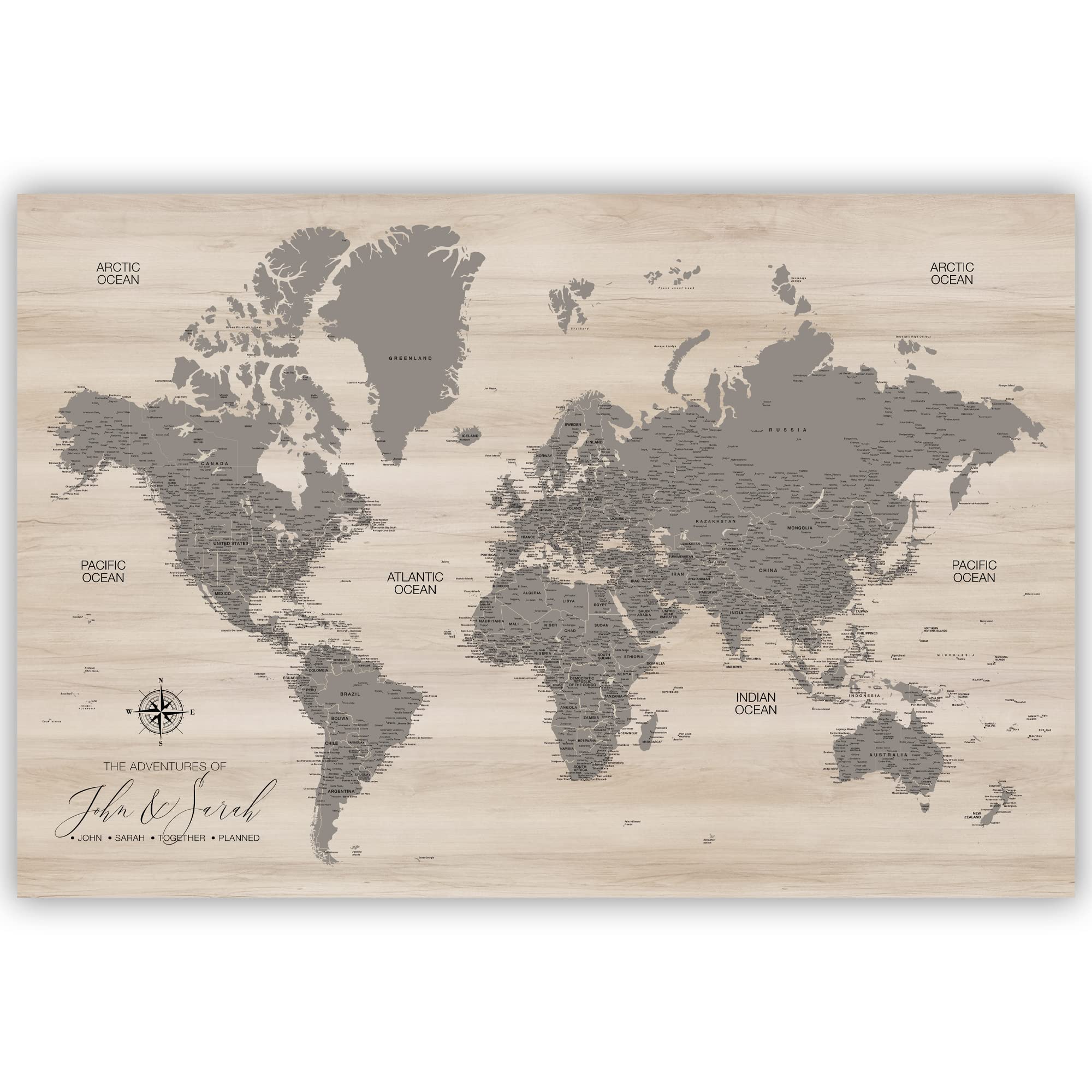 Buy Personalized Push Pin of the World on Canvas, World Pin Board ...
