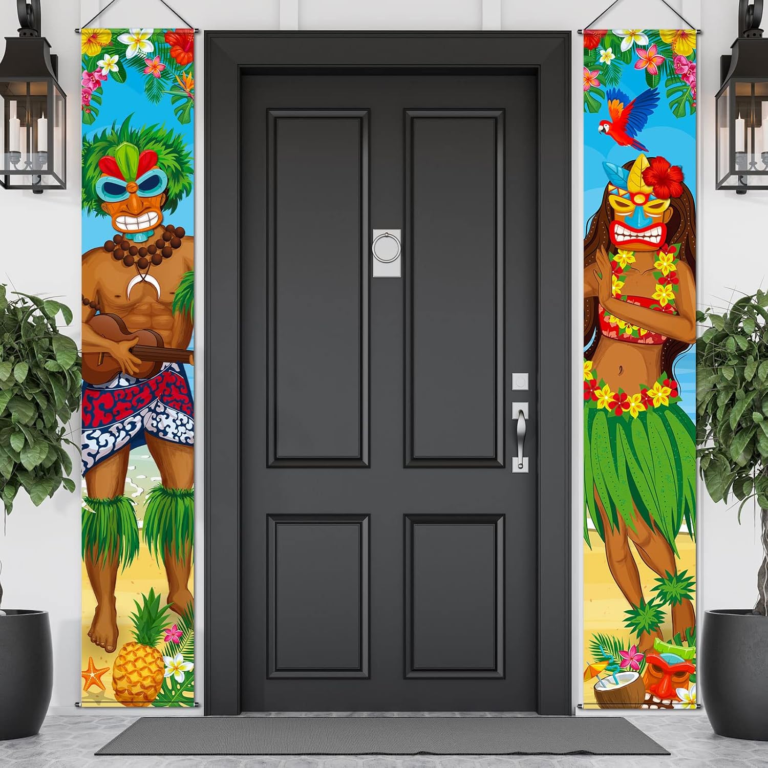 Amazon.com: Frienda 2 Pcs Tiki Party Decorations Luau Couple Door ...