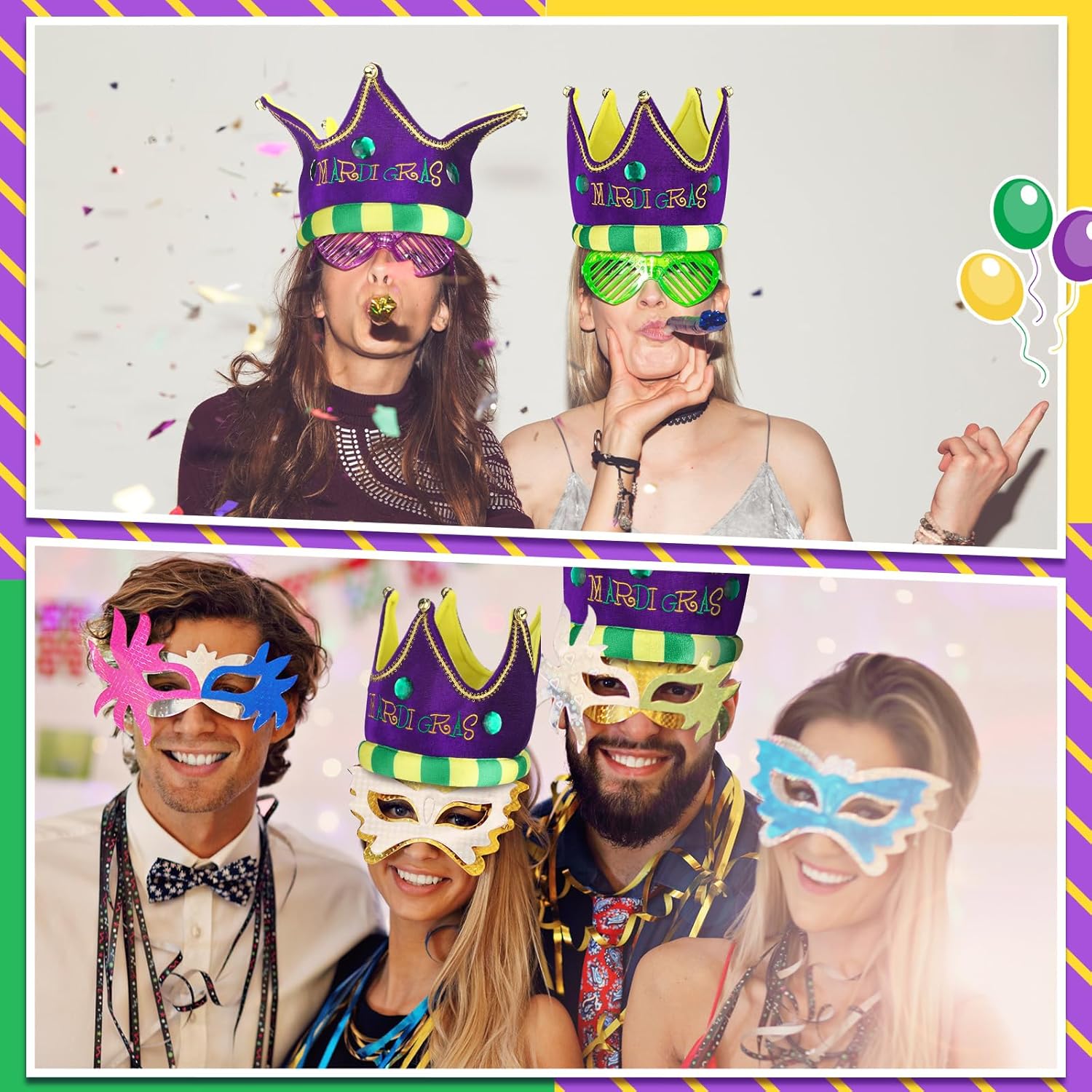 2 Pcs Mardi Gras Jester Royal Crown Mardi Gras King Maroc | Ubuy