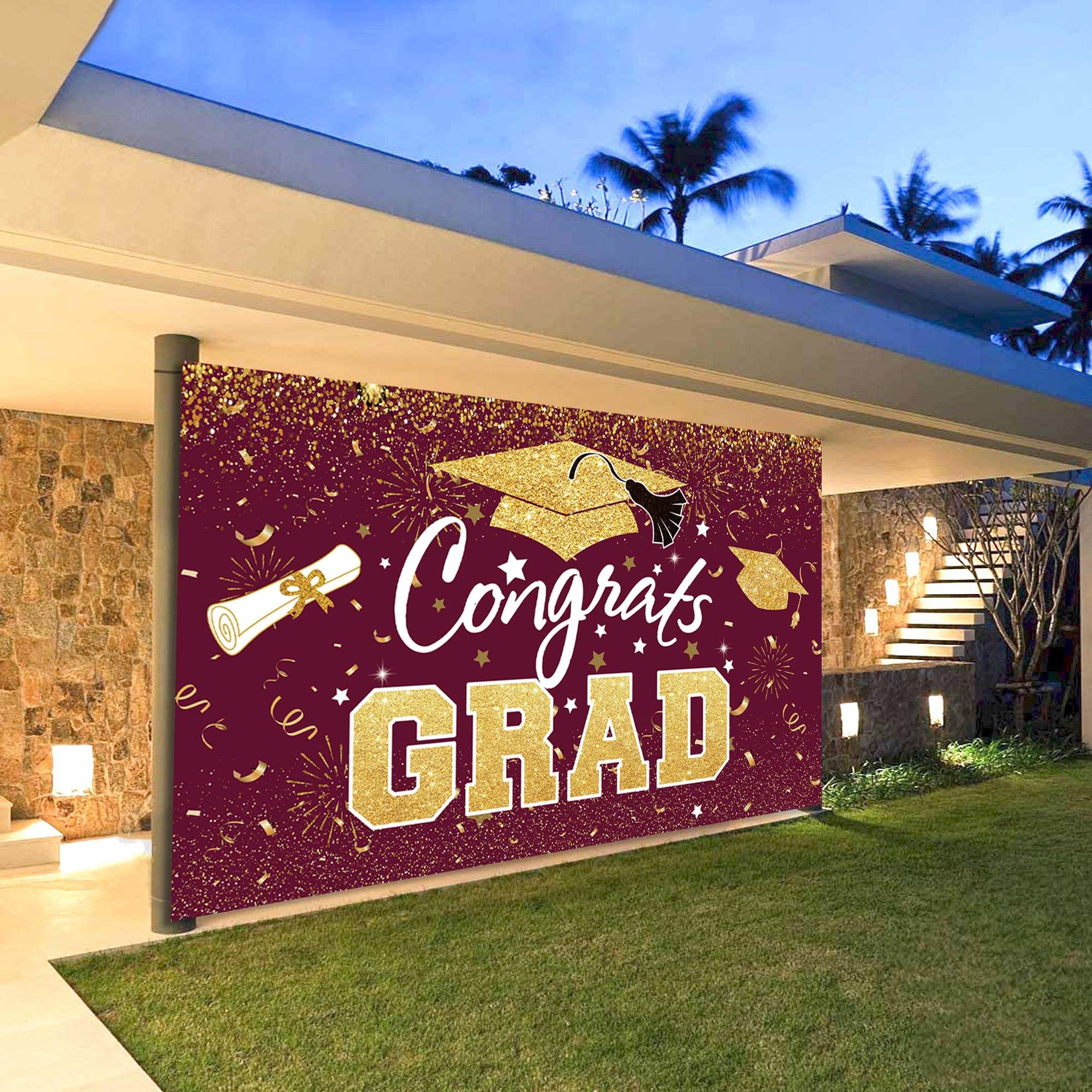 Maroon Gold Graduation Background