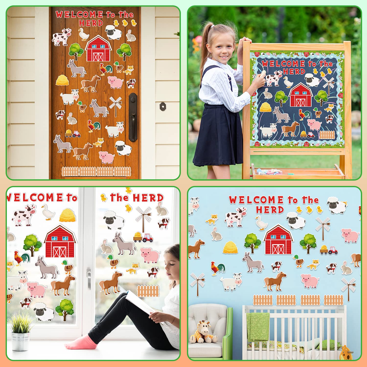 Snapklik.com : Haooryx 134Pcs Back To School Farm Animal Bulletin Board ...