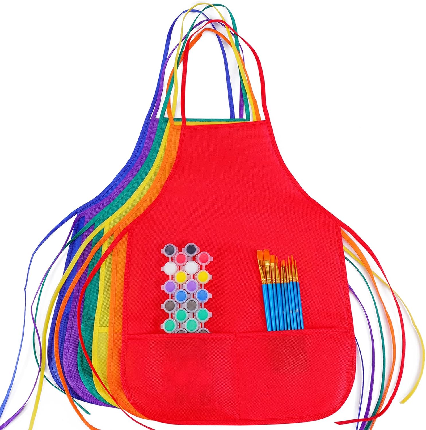 Amazon.com: 12 Kids Painting Aprons, 6 Color Aprons for Children's Art ...