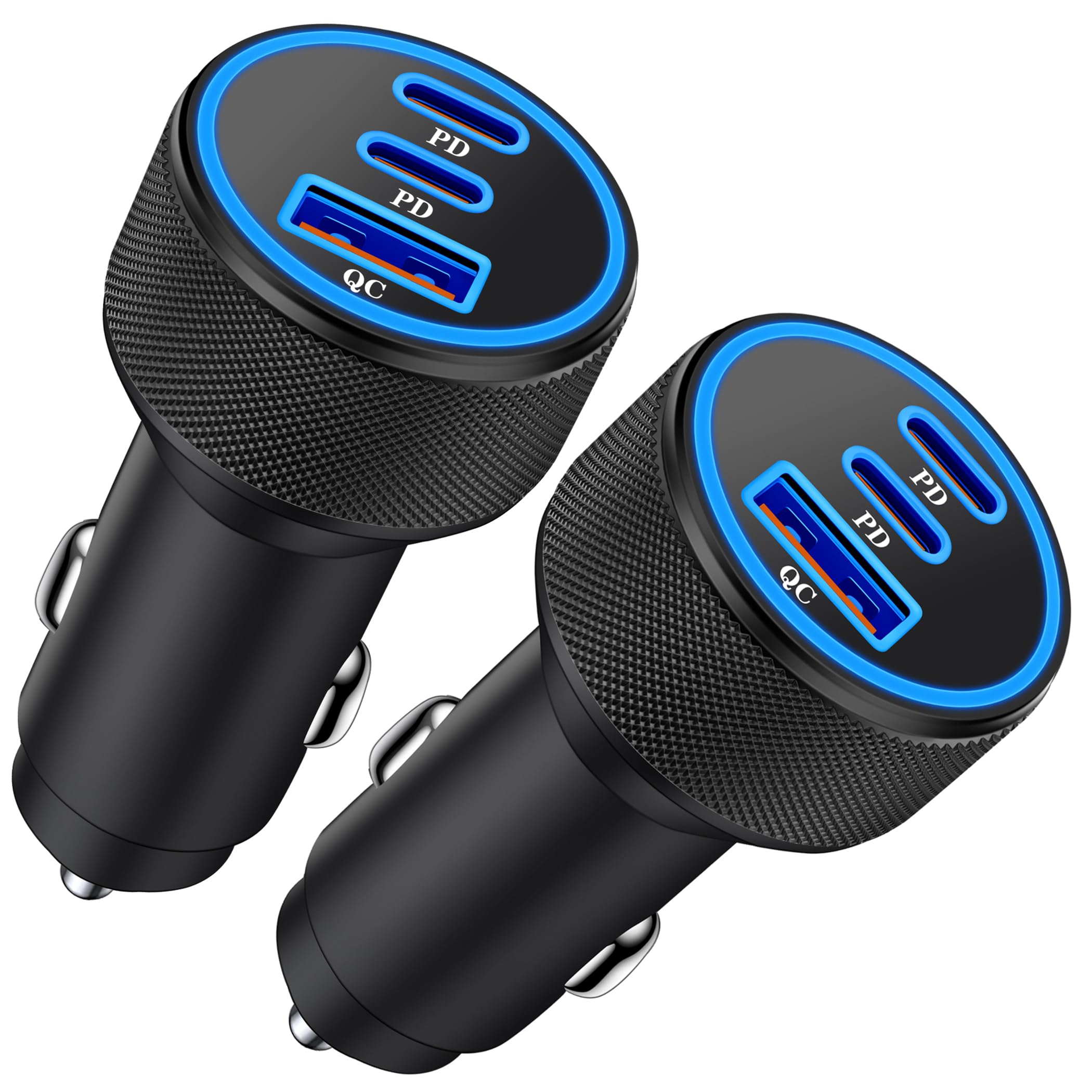 Amazon.com: USB C Car Charger, 2Pack 3-Port 67W Dual USB-C & USB-A ...