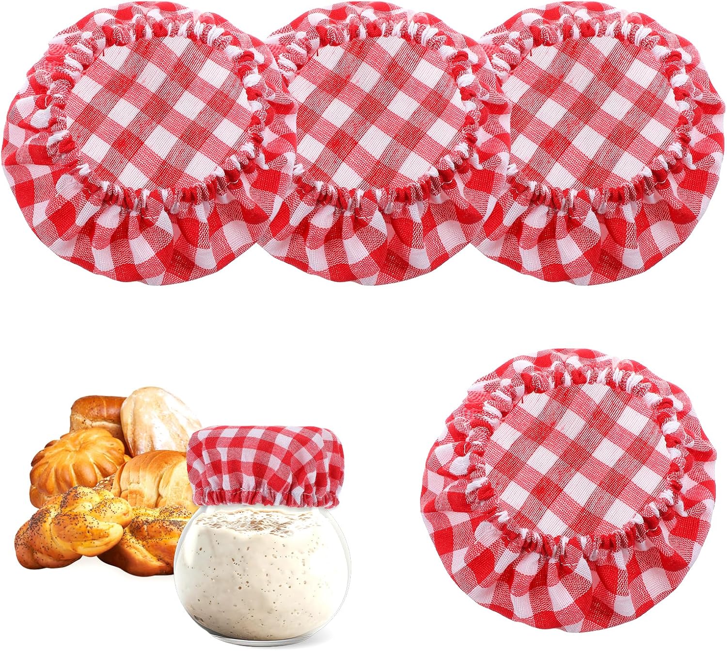 Amazon.com: Oruola 4pcs Sourdough Jar Cover, Cloth Jar Covers for ...