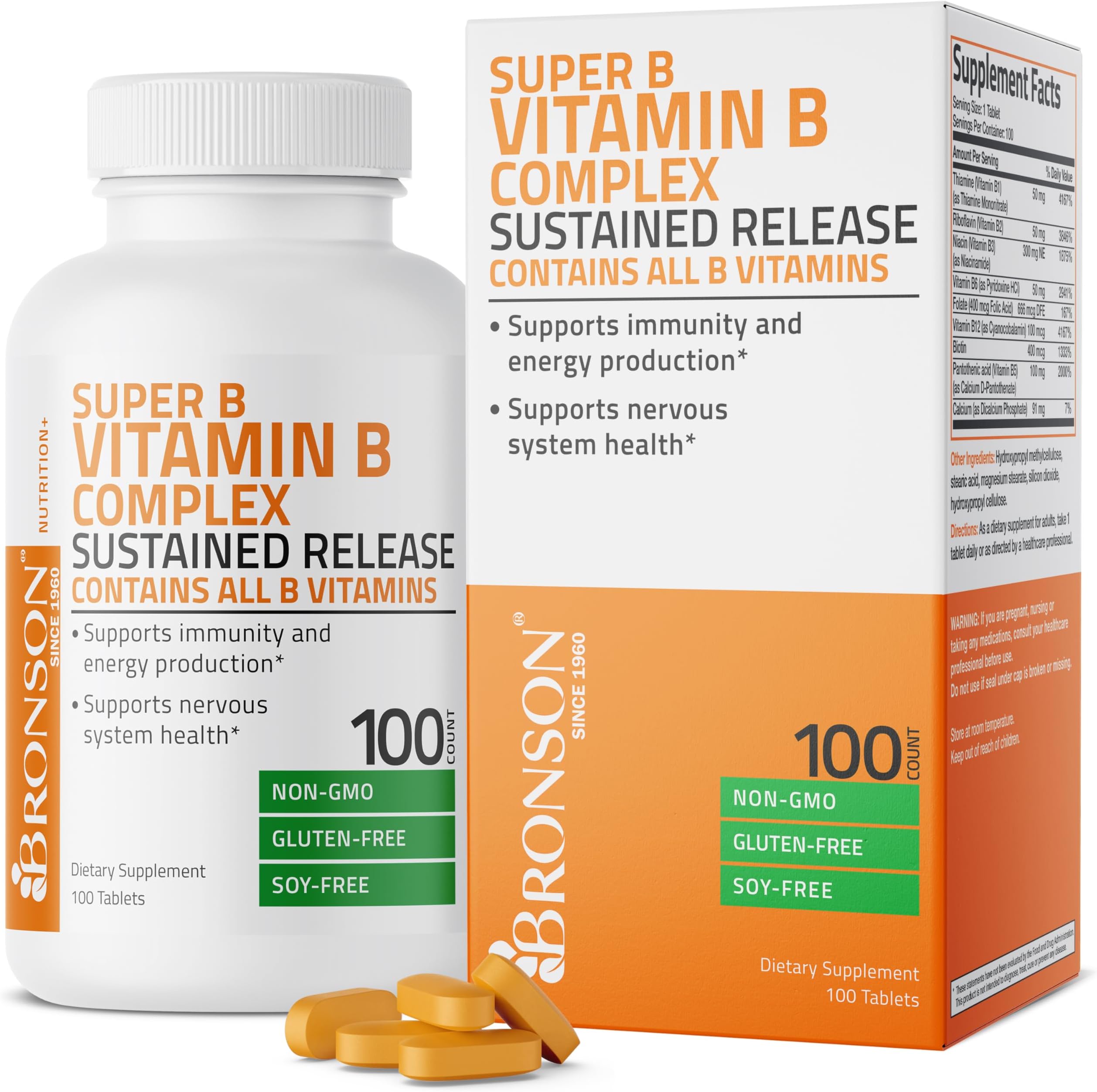 Amazon.com: Bronson Super B Vitamin B Complex Sustained Slow Release ...