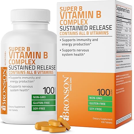 Amazon.com: Bronson Super B Vitamin B Complex Sustained Slow Release ...