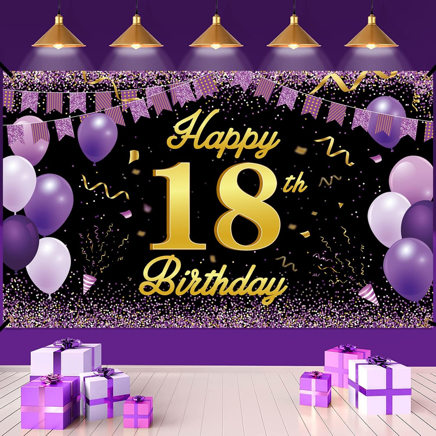 18th Birthday Backdrop Banner, Happy 18th Birthday Banner Backdrop for ...