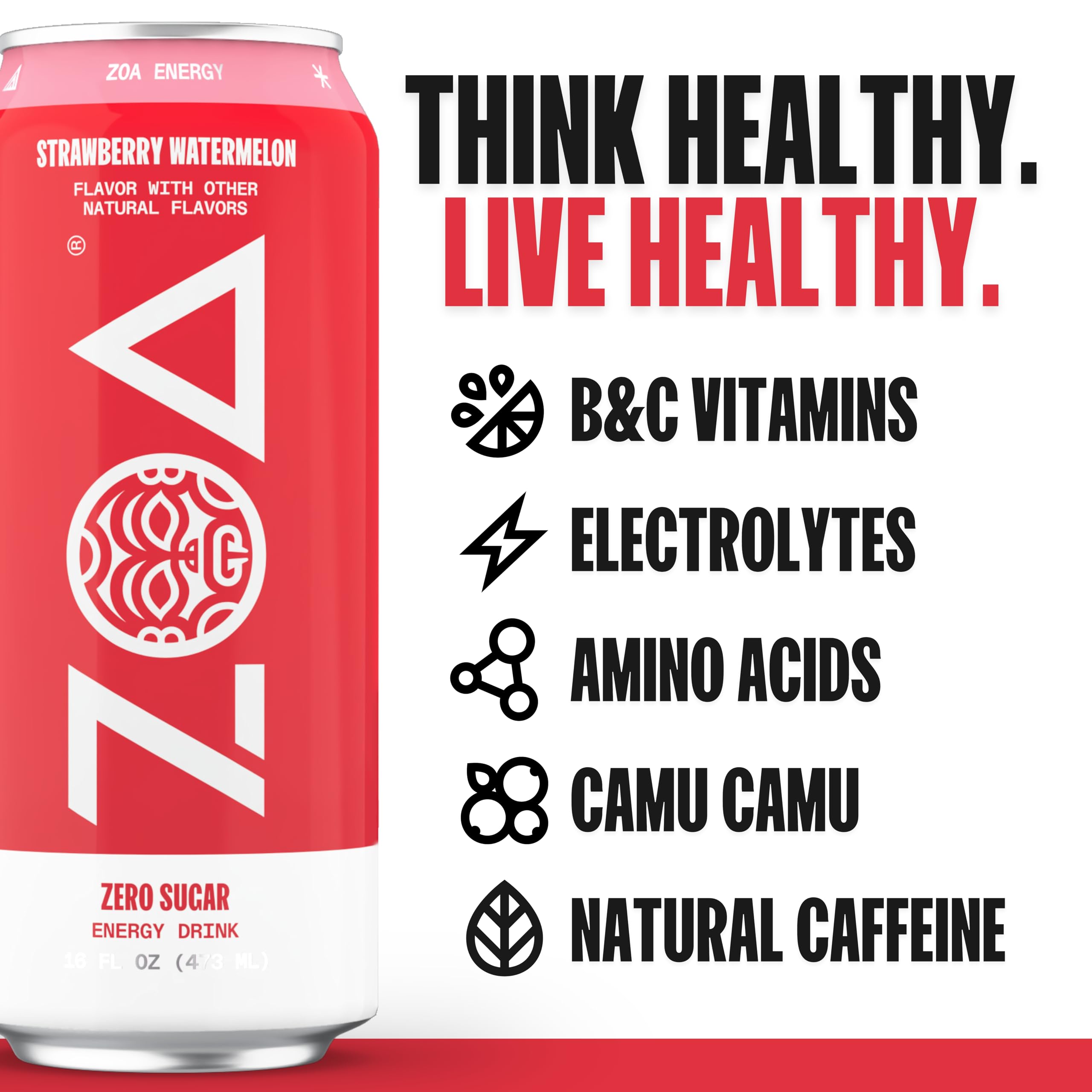 Snapklik.com : ZOA Zero Sugar Energy Drinks, Strawberry Watermelon ...