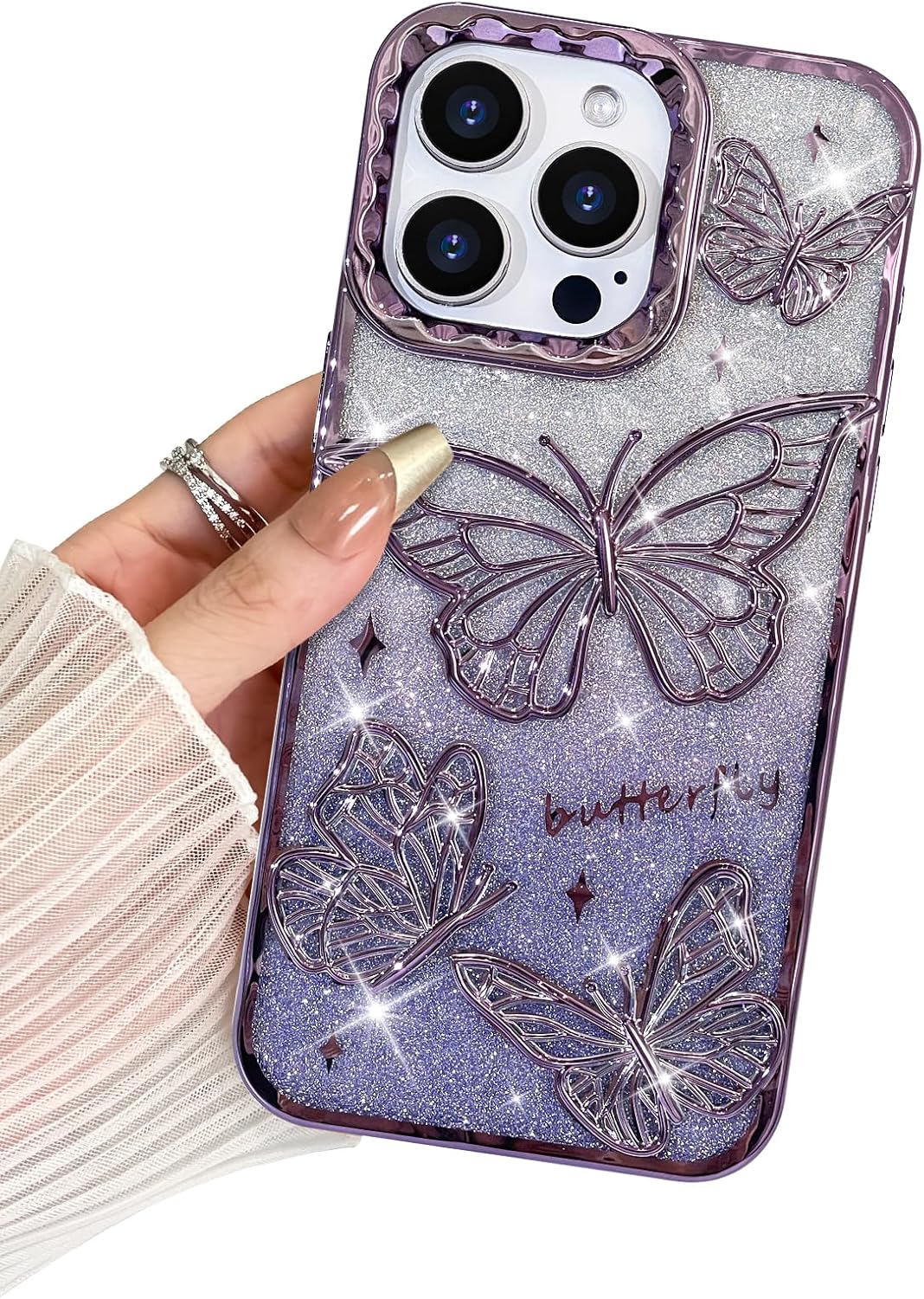 Amazon.com: BITOBE Designed for iPhone 14 Pro Max Case, Cute 3D Butterfly Case Slim Plating ...