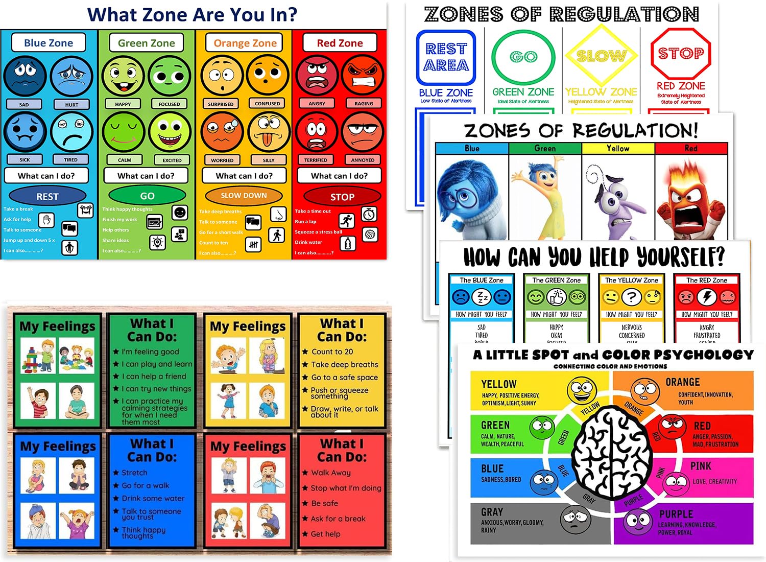 Amazon.com: Generic Zones of Regulation Poster Feelings Posters ...