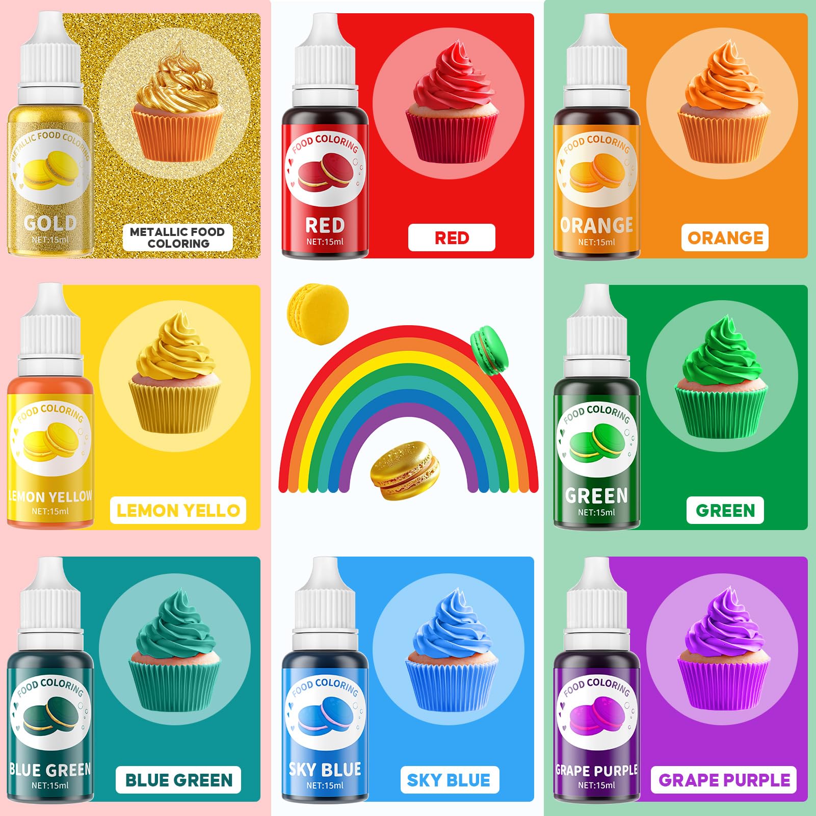 Snapklik.com : Food Coloring Liquid Set - Wayin Rainbow Edible Food Dye ...