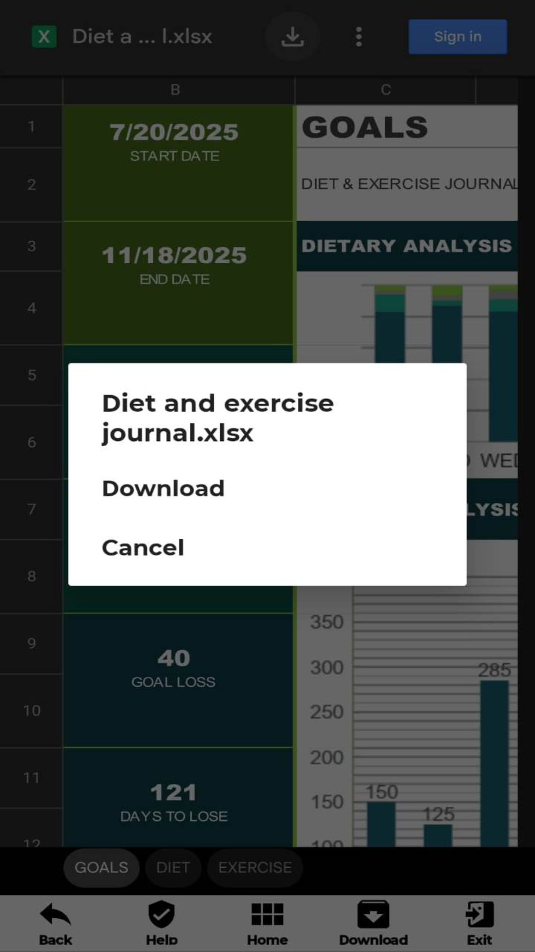 Dashboard Excel Sheets - Application sur Amazon Appstore