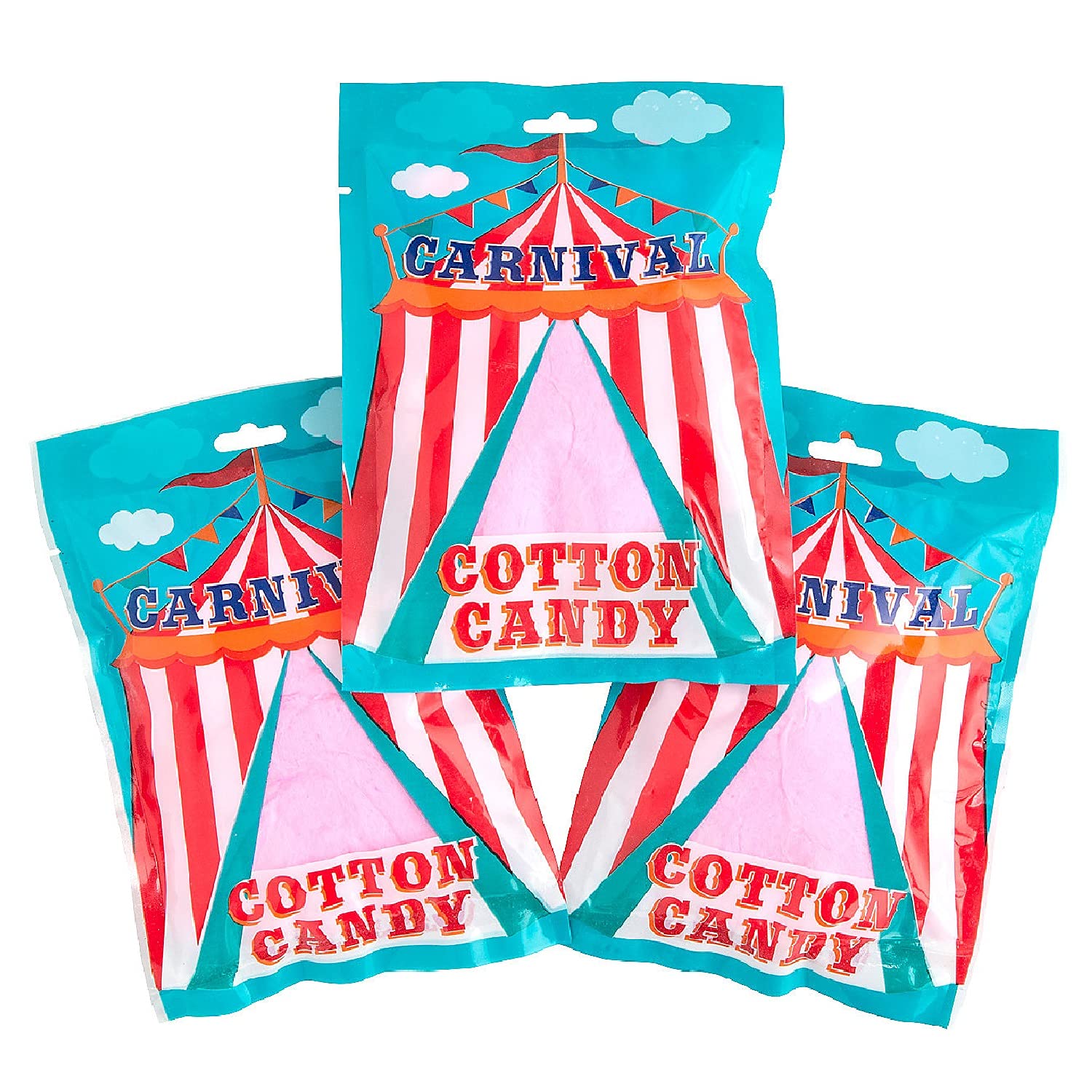 Buy Carnival Cotton Candy (6 Pack) Individually Wrapped Bags - for ...