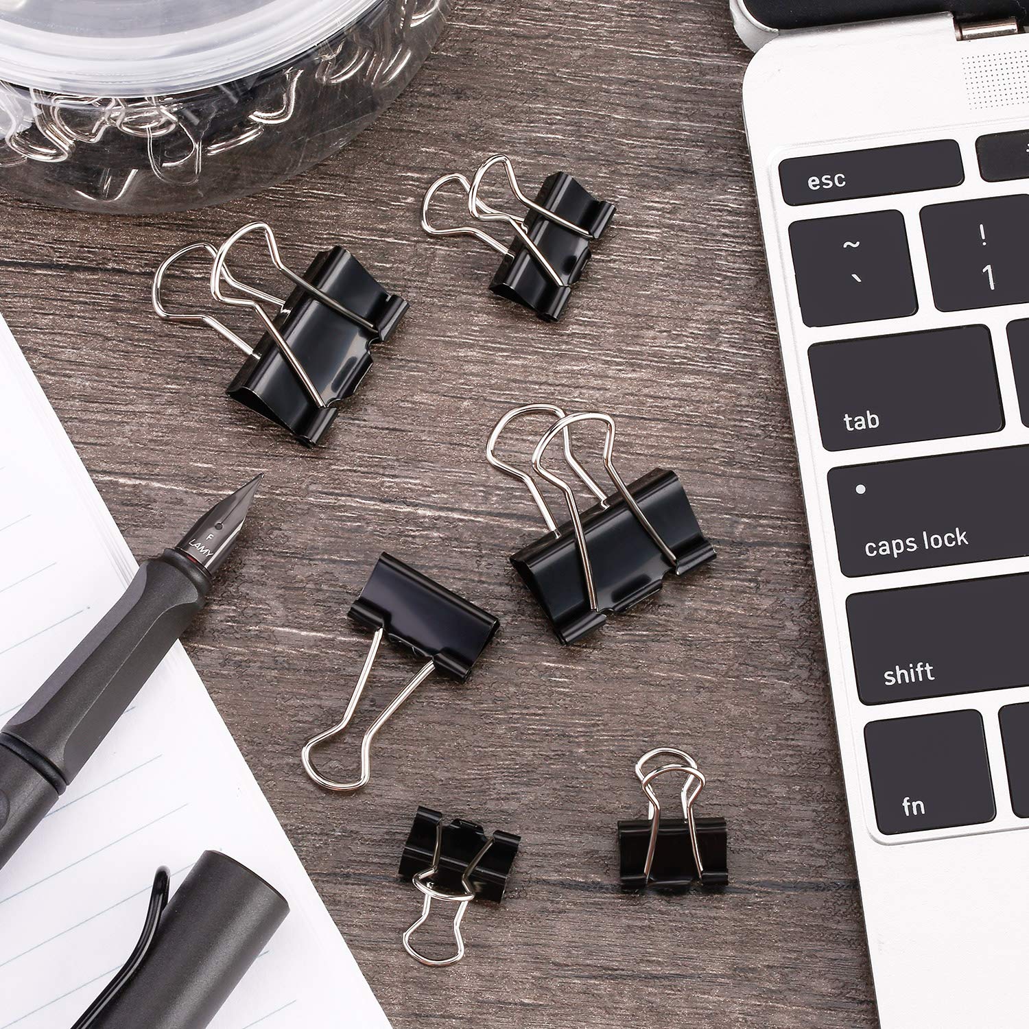 Snapklik.com : 150 Pcs Binder Clips Assorted Sizes Black Paper Clamps ...