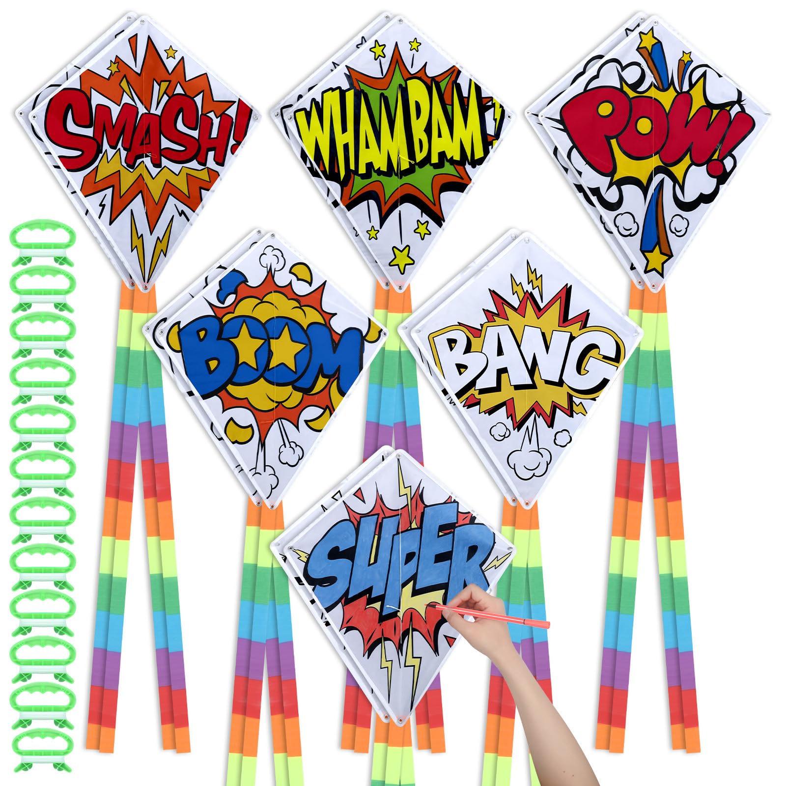 Amazon.com: Silipull 12 Pcs DIY Hero Kites for Kids Bulk Color Your Own ...