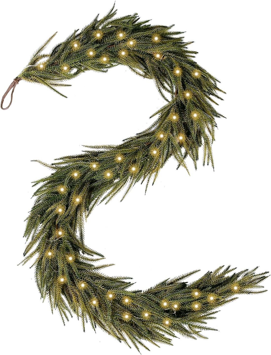 Amazon.com: WBHome 6ft Pre-lit Real Touch Norfolk Pine Prelit Christmas Garland, Winter Greenery ...