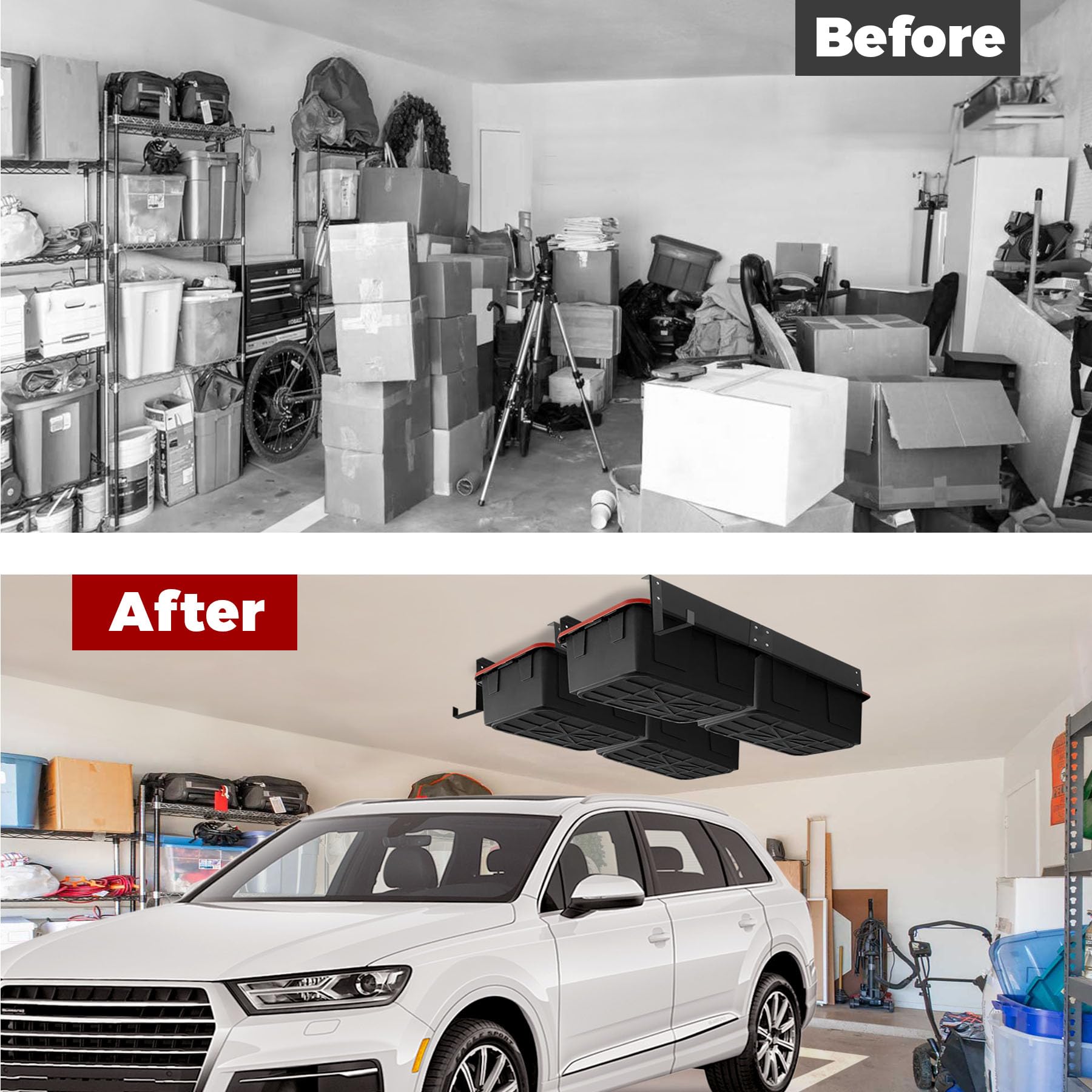 Snapklik.com : Heavy Duty Overhead Garage Storage Rack System ...