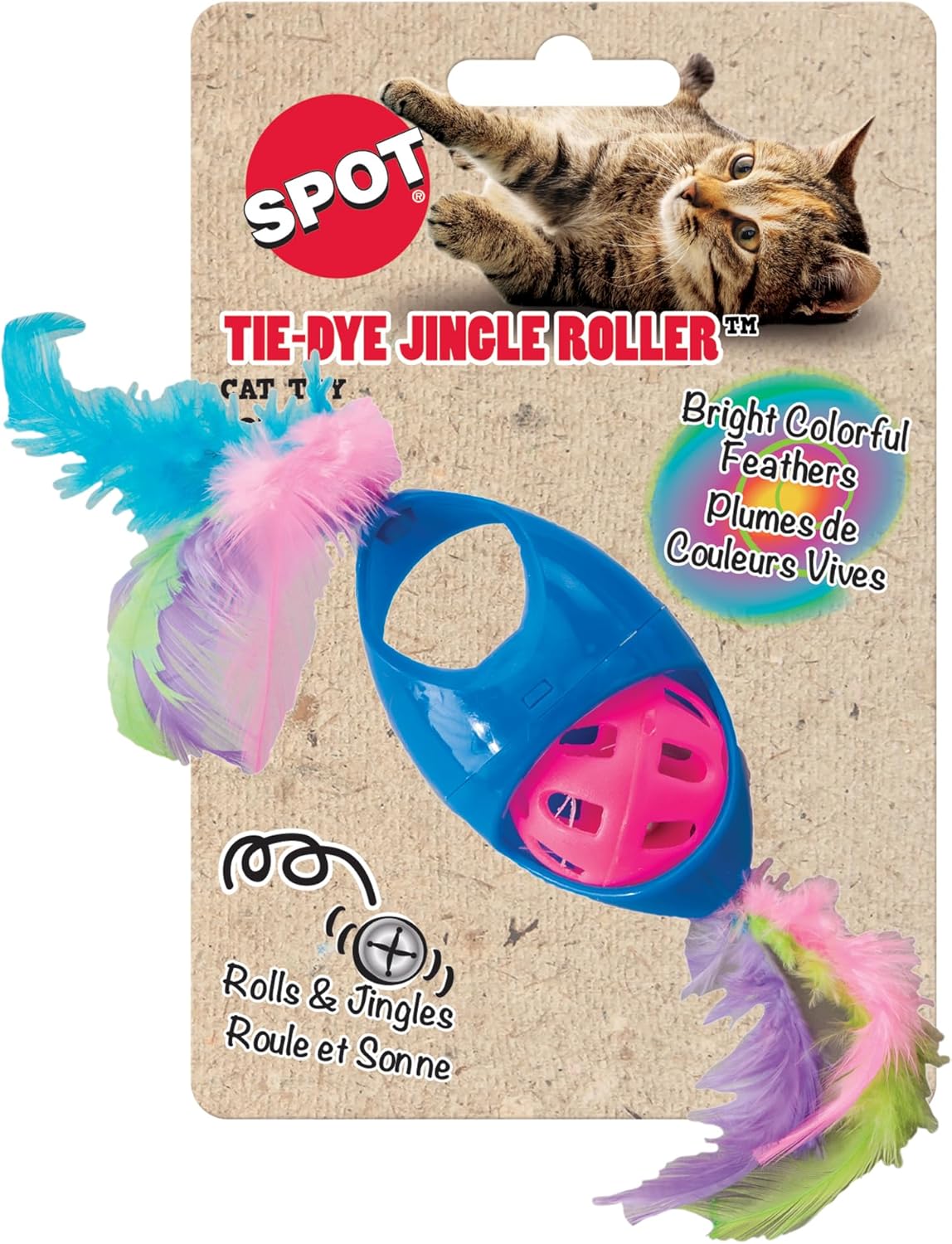 Amazon.com : SPOT Tie-Dye Jingle Roller Cat Toy - Colorful Plastic Cat ...