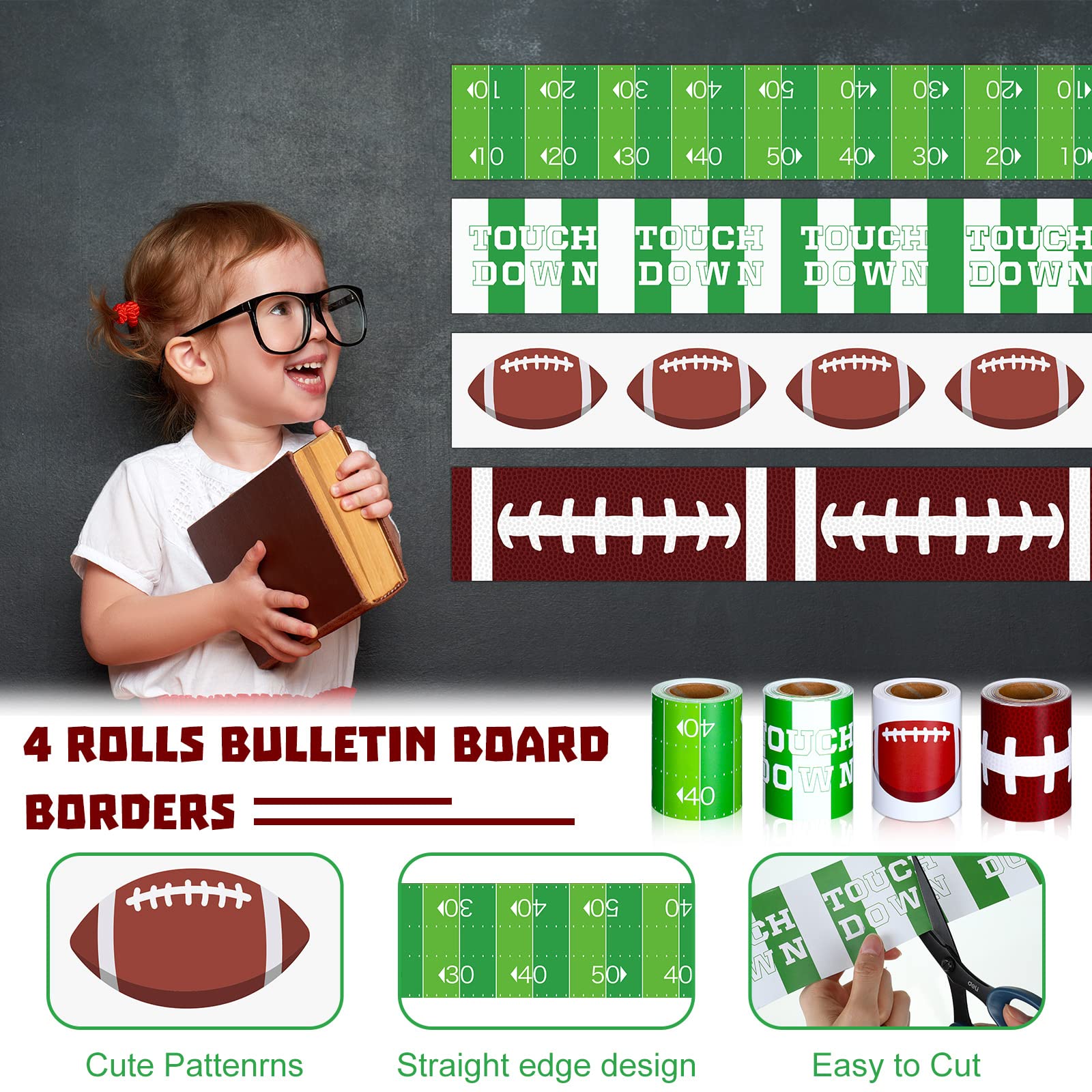 Snapklik.com : 4 Rolls 131 Ft Football Bulletin Board Borders Sport ...