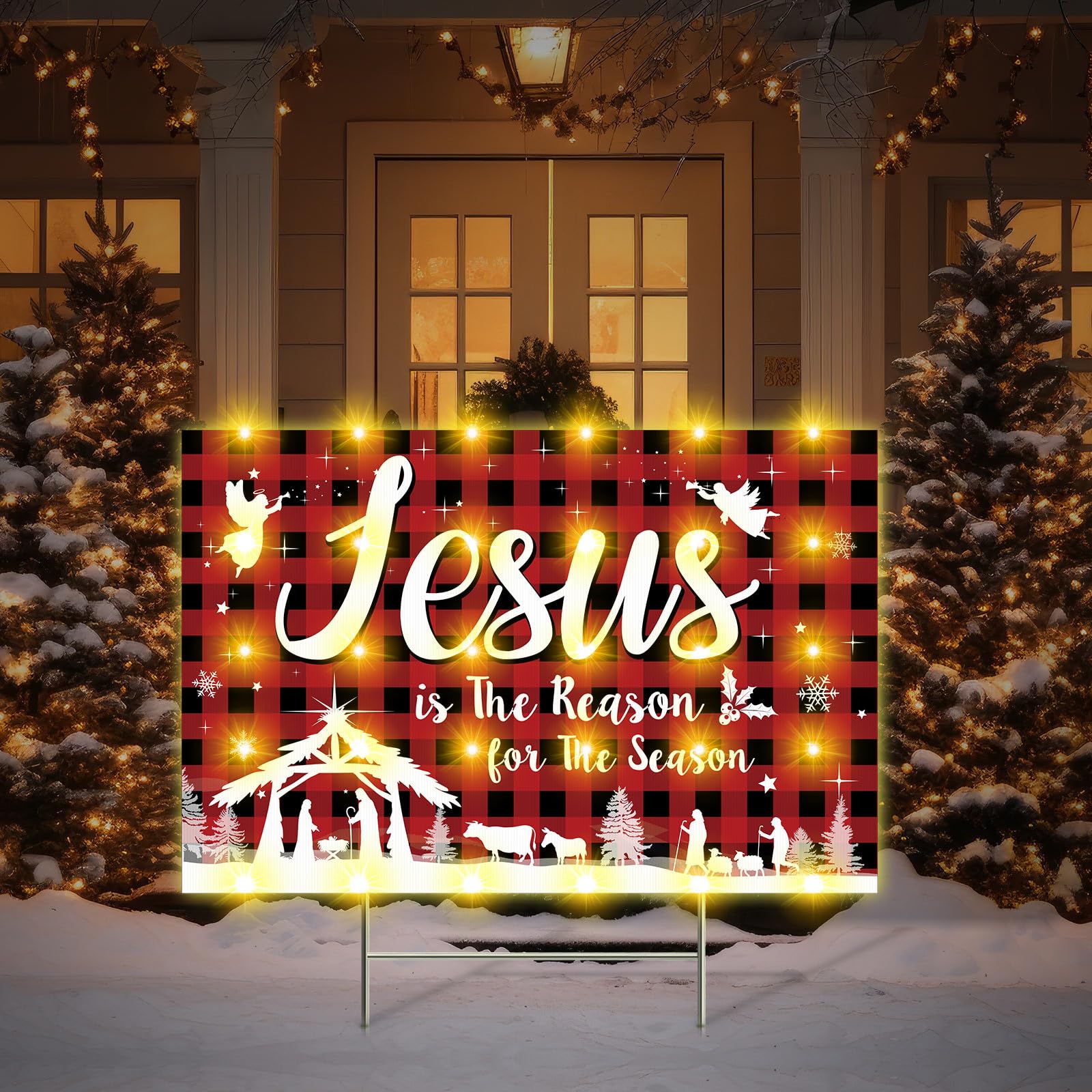 Snapklik.com : Blosssound 24 Inch Christmas Holy Nativity Yard Sign