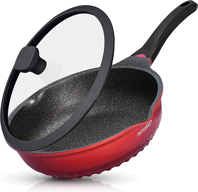 INTIGNIS Deep Non-Stick Frying Pan with Lid – 3-in-1 Sauté Pan, Skillet ...