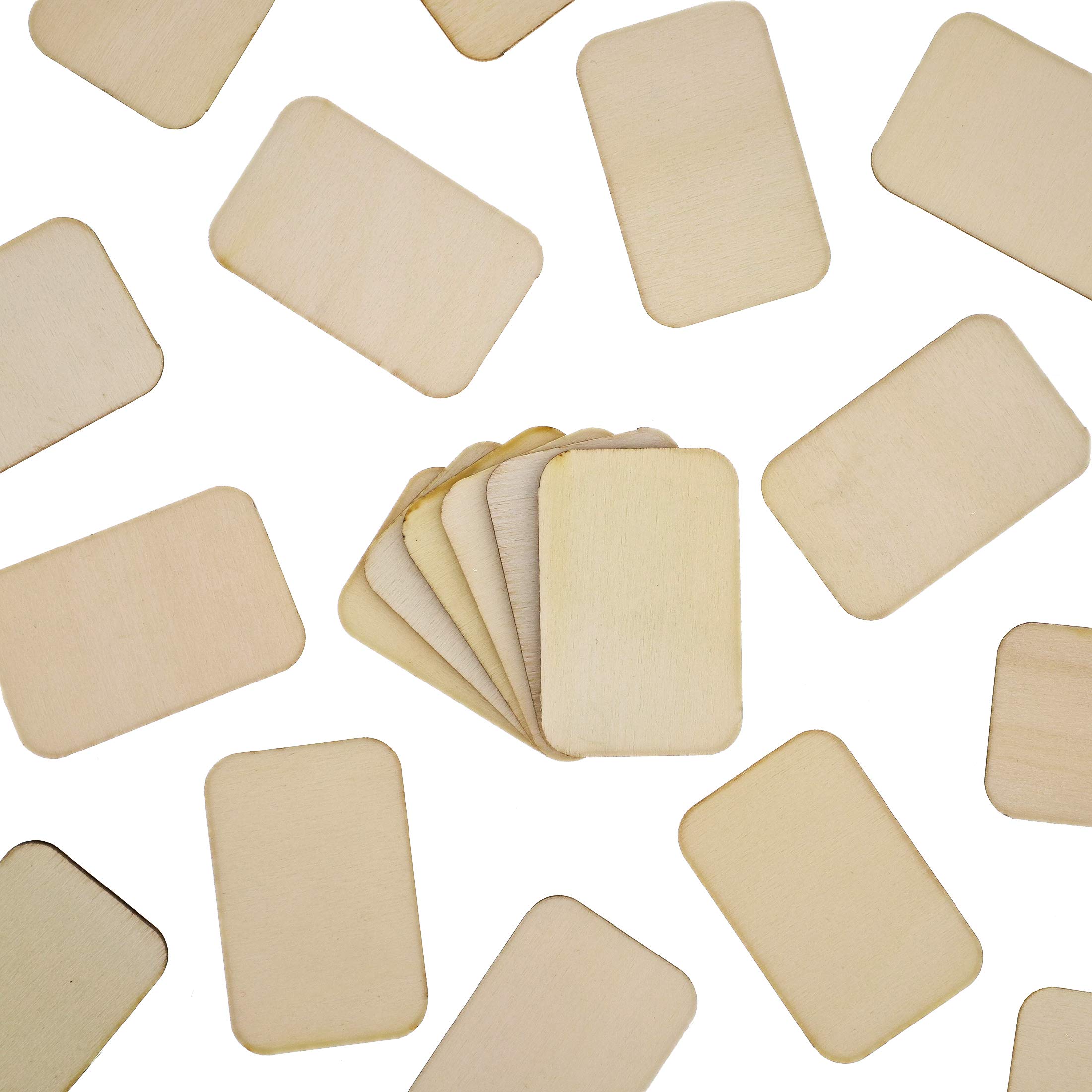Wooden Cutouts for Crafts with Rounded Corners, Wood Rectangle (2x1.3 ...